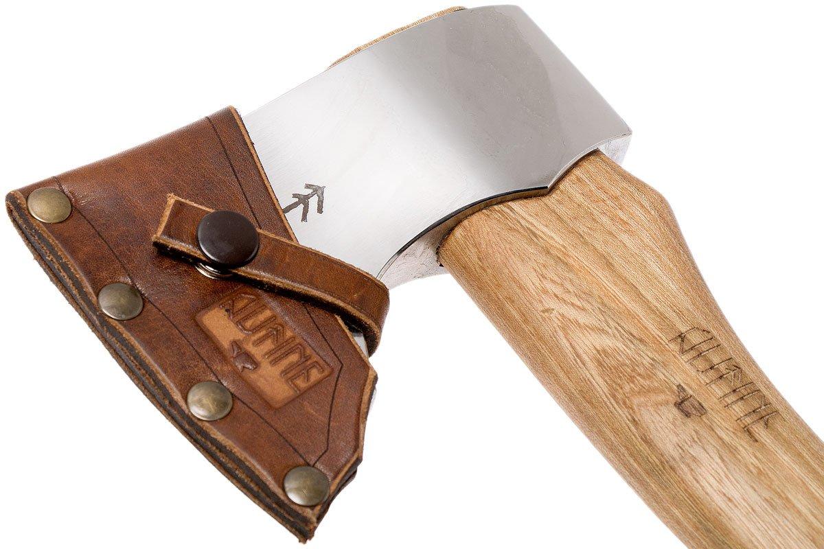 Autine Polished Hatchet, hand forged axe, brown sheath | Advantageously ...
