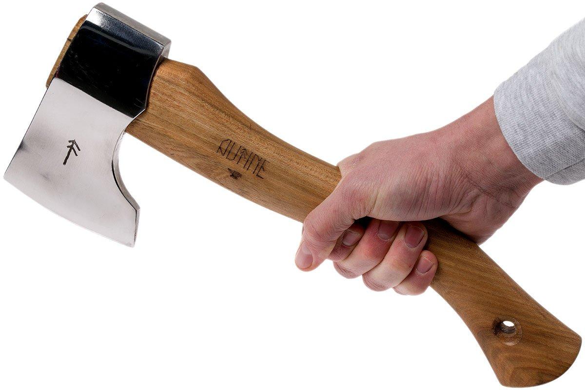 Autine Polished Hatchet, hand forged axe, brown sheath | Advantageously ...