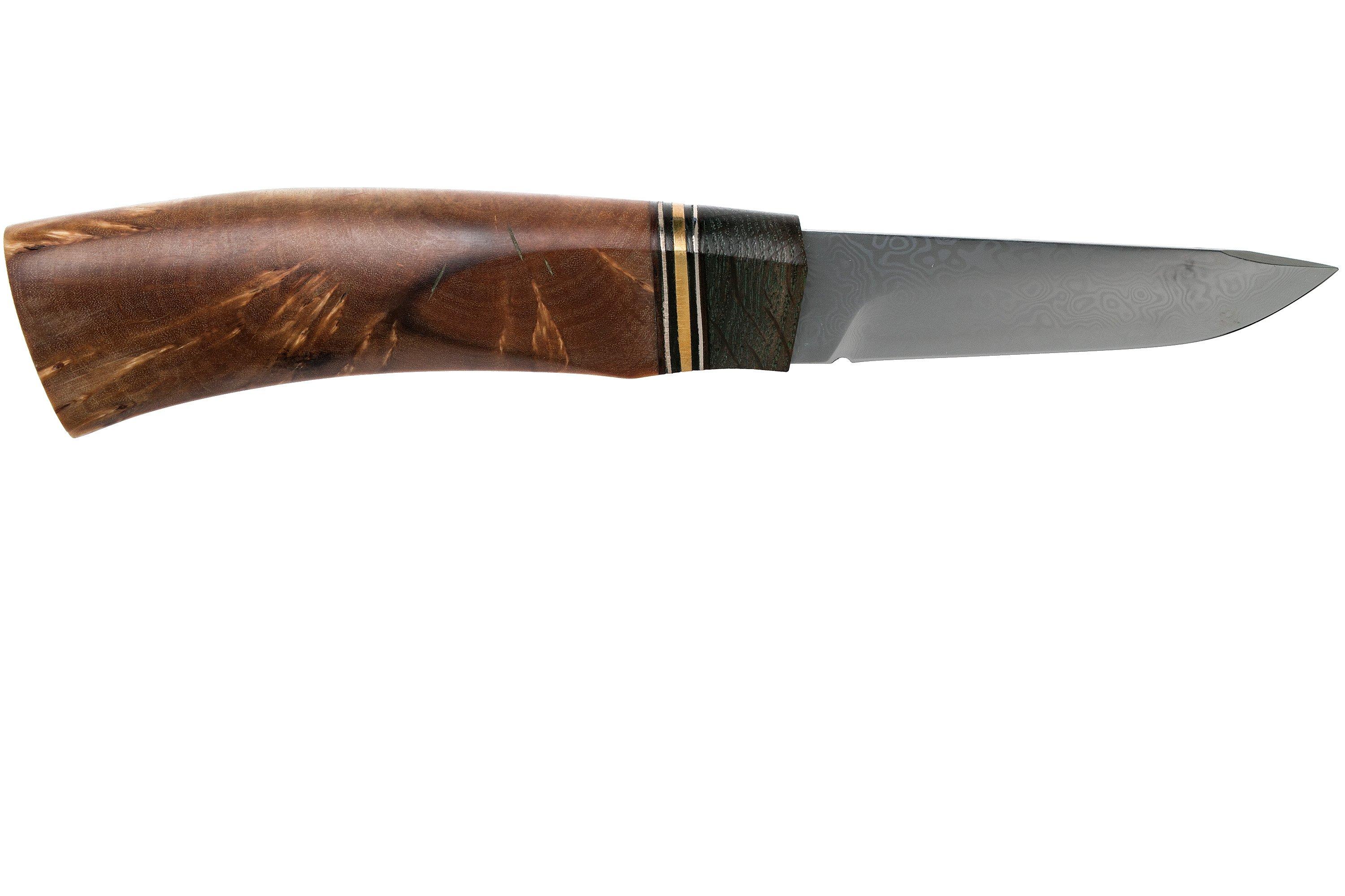 Autine Puukko, Stainless Damascus, marrone RH fodero | Fare acquisti ...