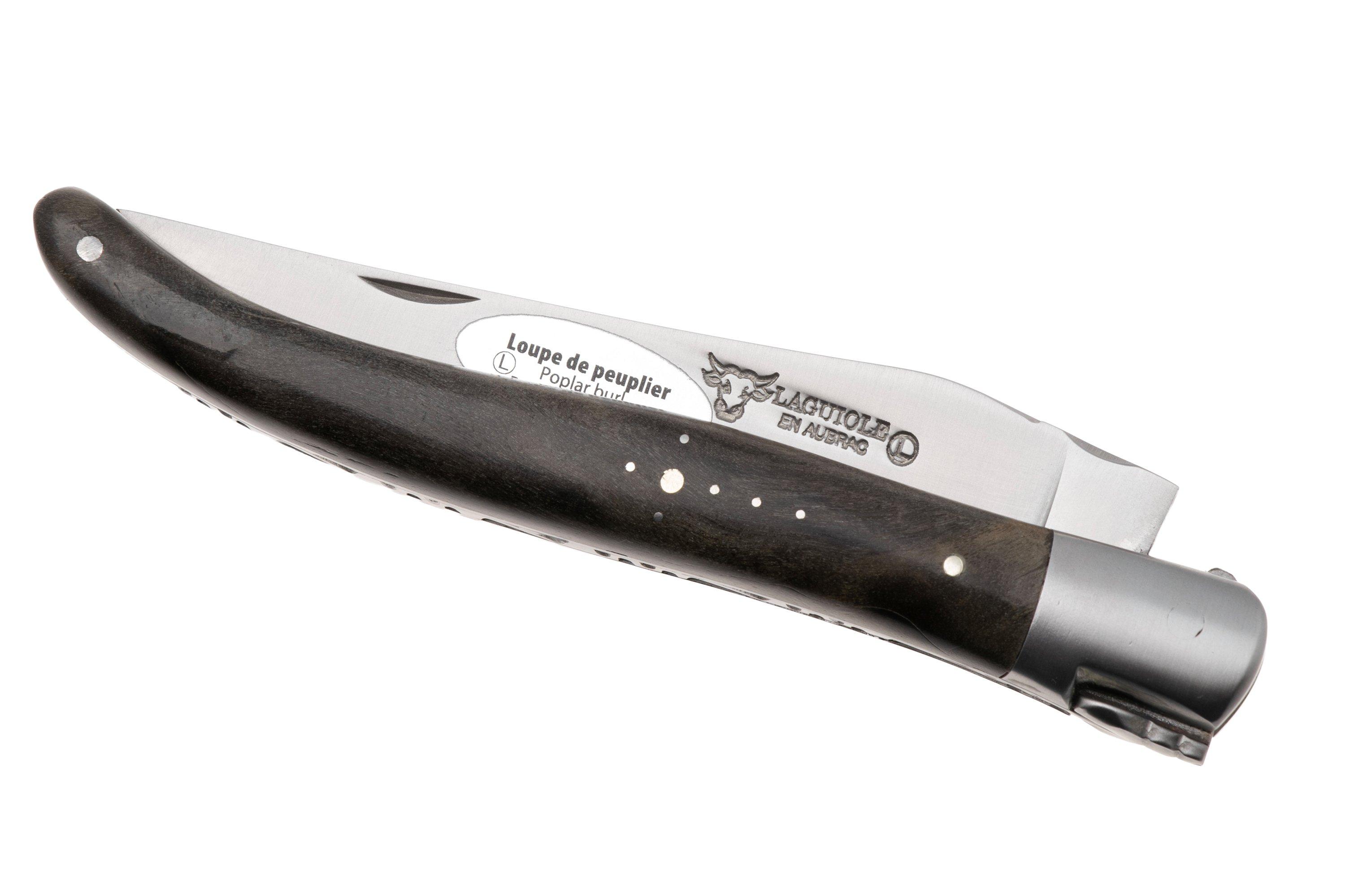 Laguiole en Aubrac Black Poplar Burl, Matt Bolster, pocket knife, 12 cm ...