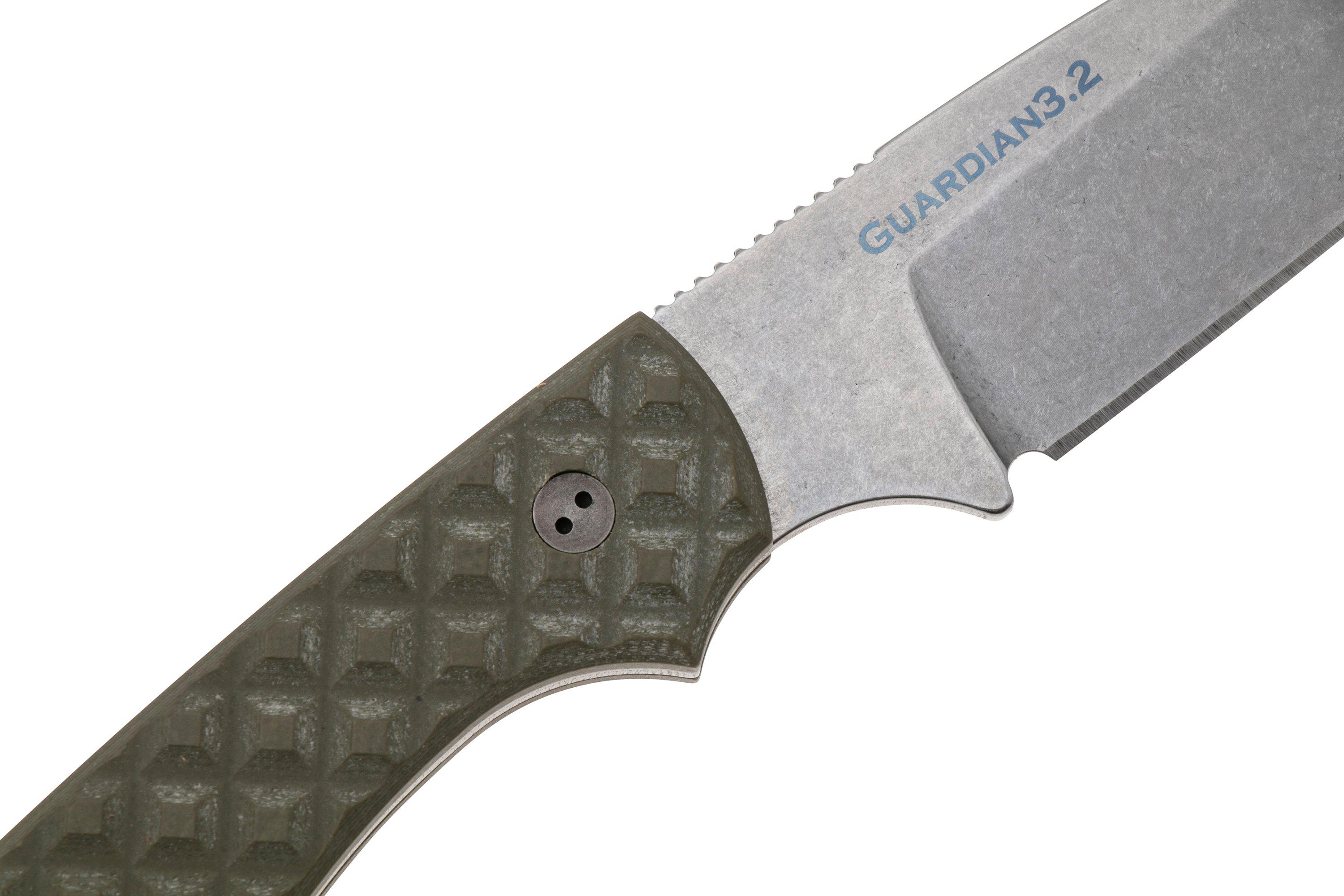 Bradford Knives Guardian 3.2 CPM-MagnaCut High Hardness, Sabre Grind, Stonewashed Finish ...