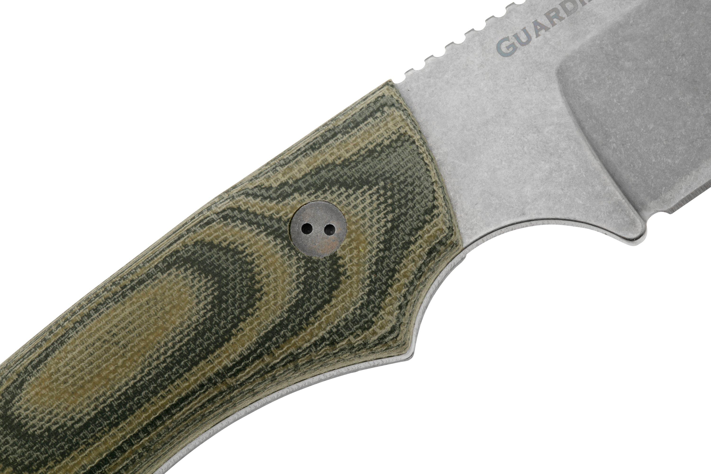 Bradford Knives Guardian 4.2 Camo Micarta 3D, CPM-Magnacut, Sabre Grind, Stonewashed Finish ...