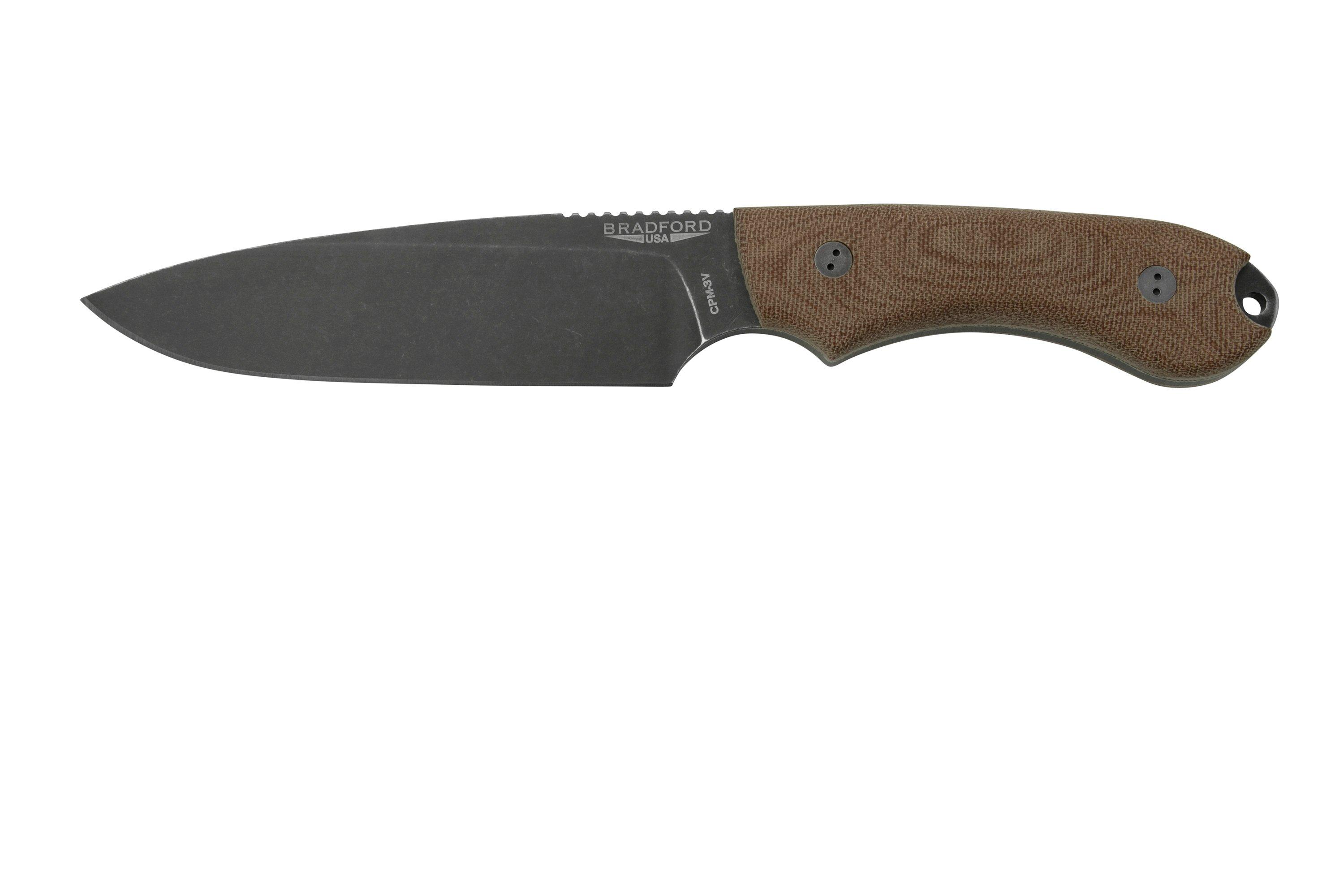 Bradford Knives Guardian 5, 5S-104N-3V, 3D Natural Micarta, CPM-3V ...