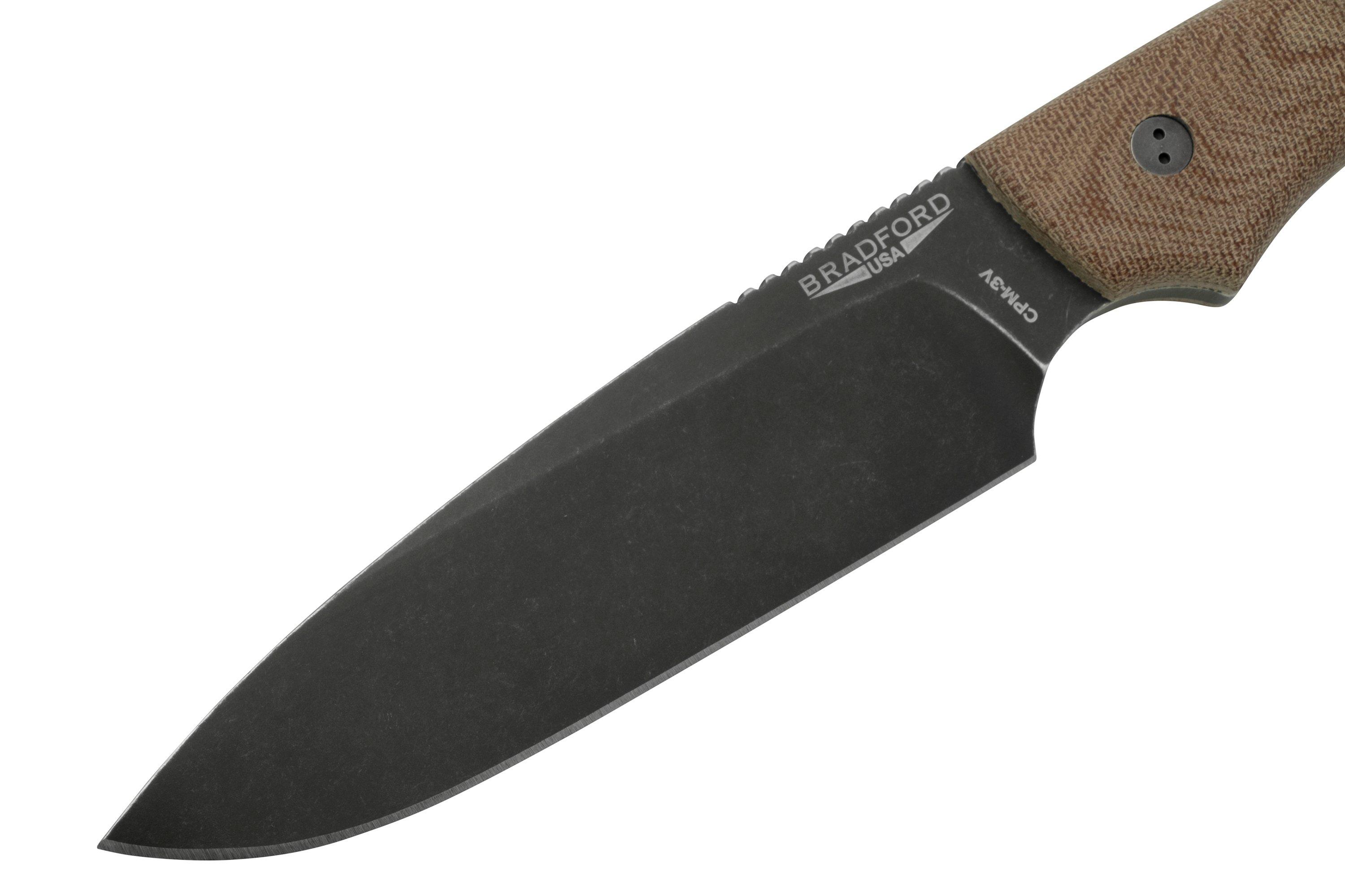 Bradford Knives Guardian 5, 5S-104N-3V, 3D Natural Micarta, CPM-3V ...