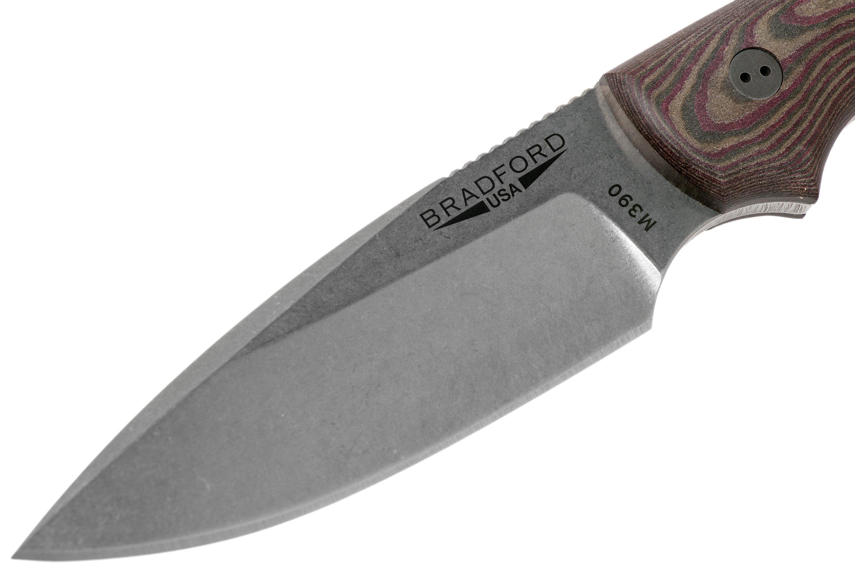 Bradford Guardian 3, 3D Brown-Red Richlite, M390 False Edge Stonewash ...
