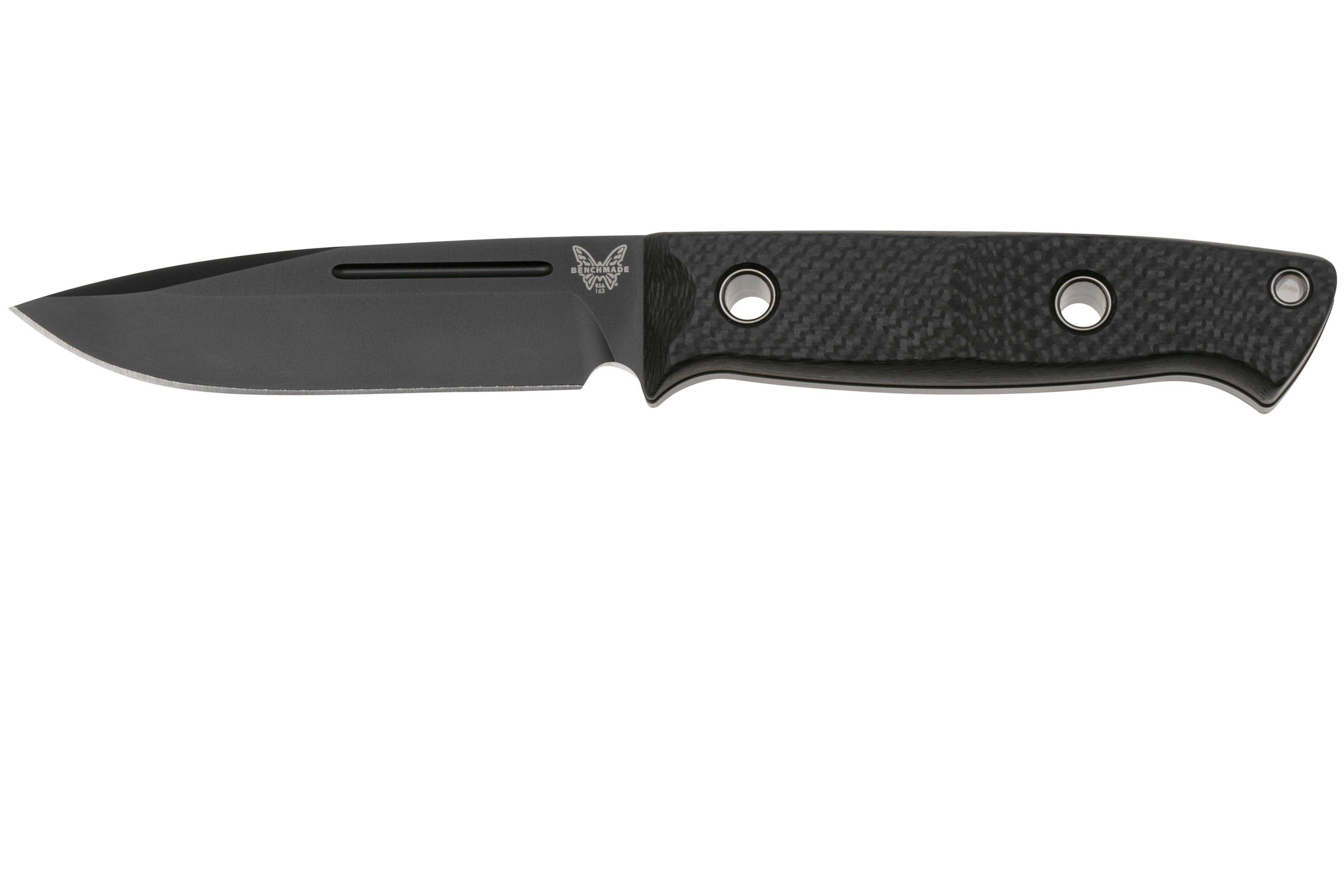 Benchmade Bushcrafter 163BK Black Cerakote CPM-CruWear, Carbon Fiber ...