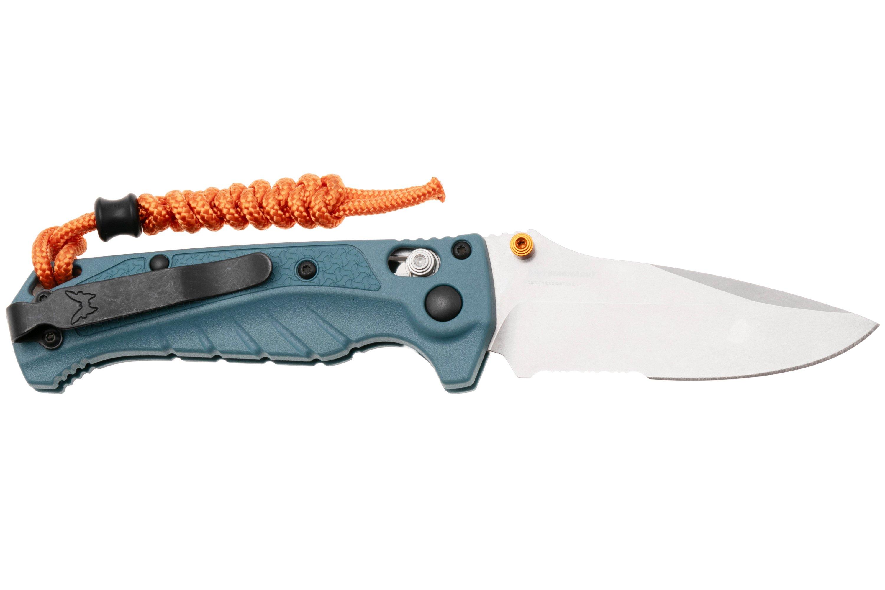 Benchmade Mini Adira 18065S CPM MagnaCut, Depth Blue Grivory, Serrated ...