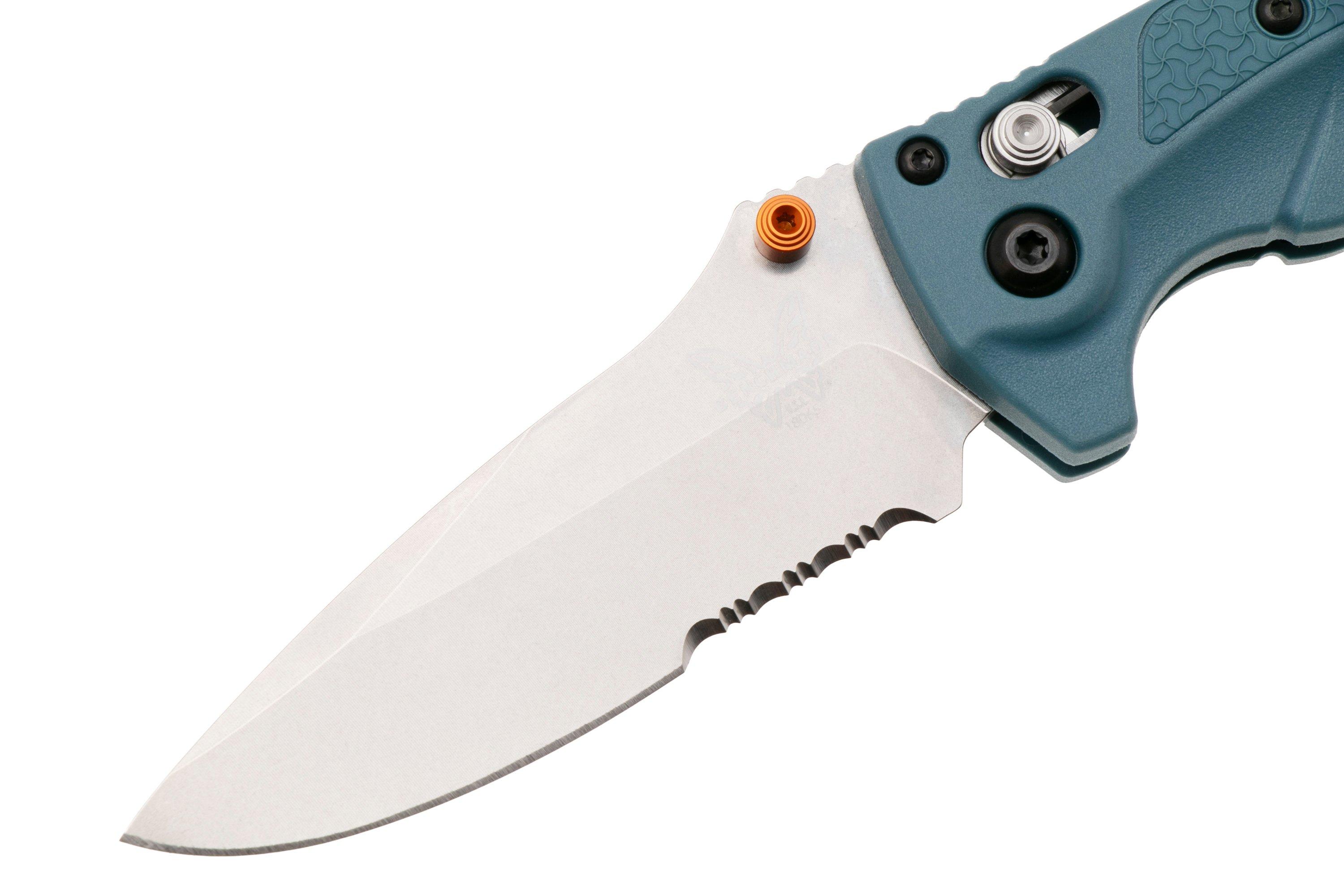 Benchmade Mini Adira 18065S CPM MagnaCut, Depth Blue Grivory, Serrated ...