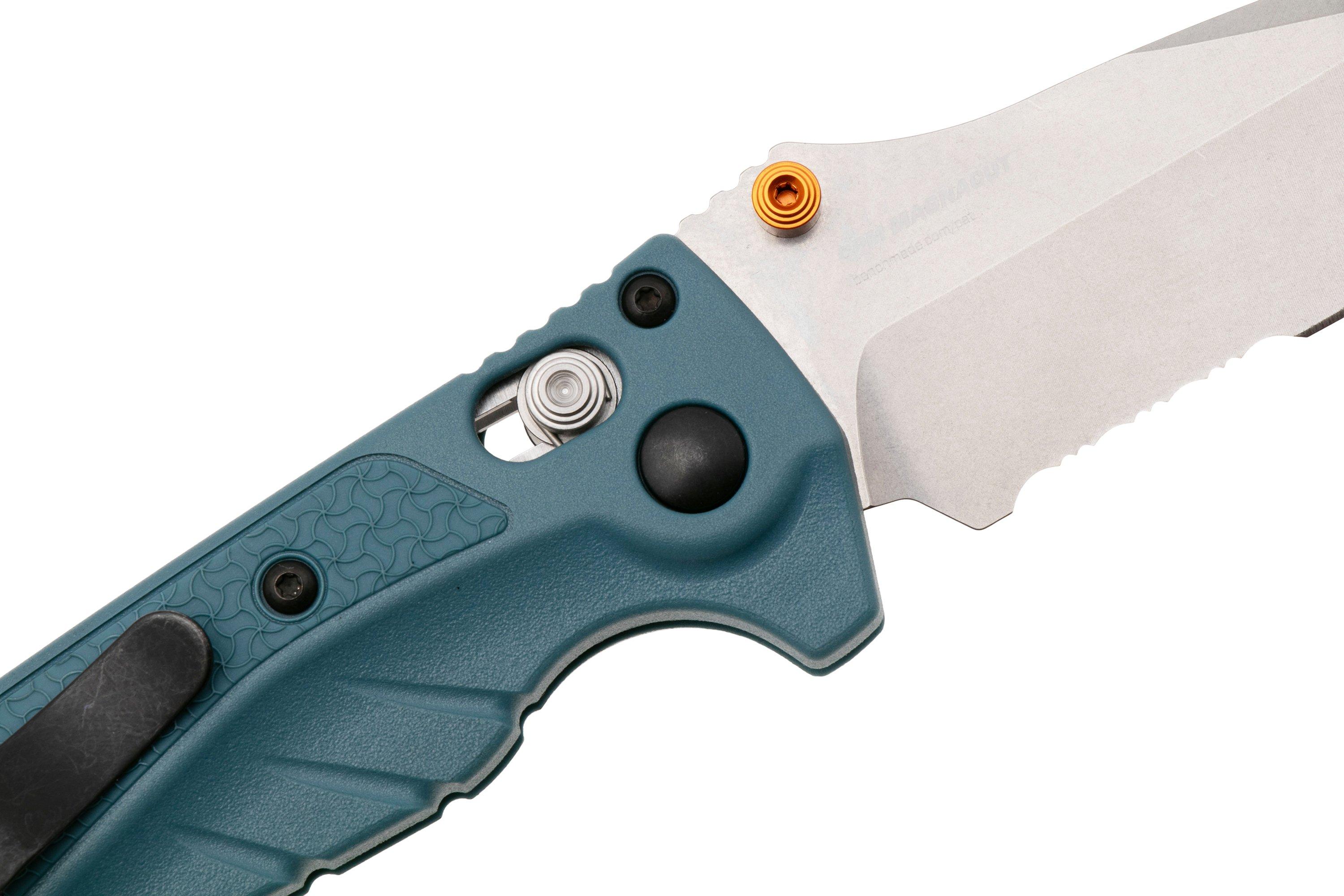 Benchmade Mini Adira 18065S CPM MagnaCut, Depth Blue Grivory, Serrated ...