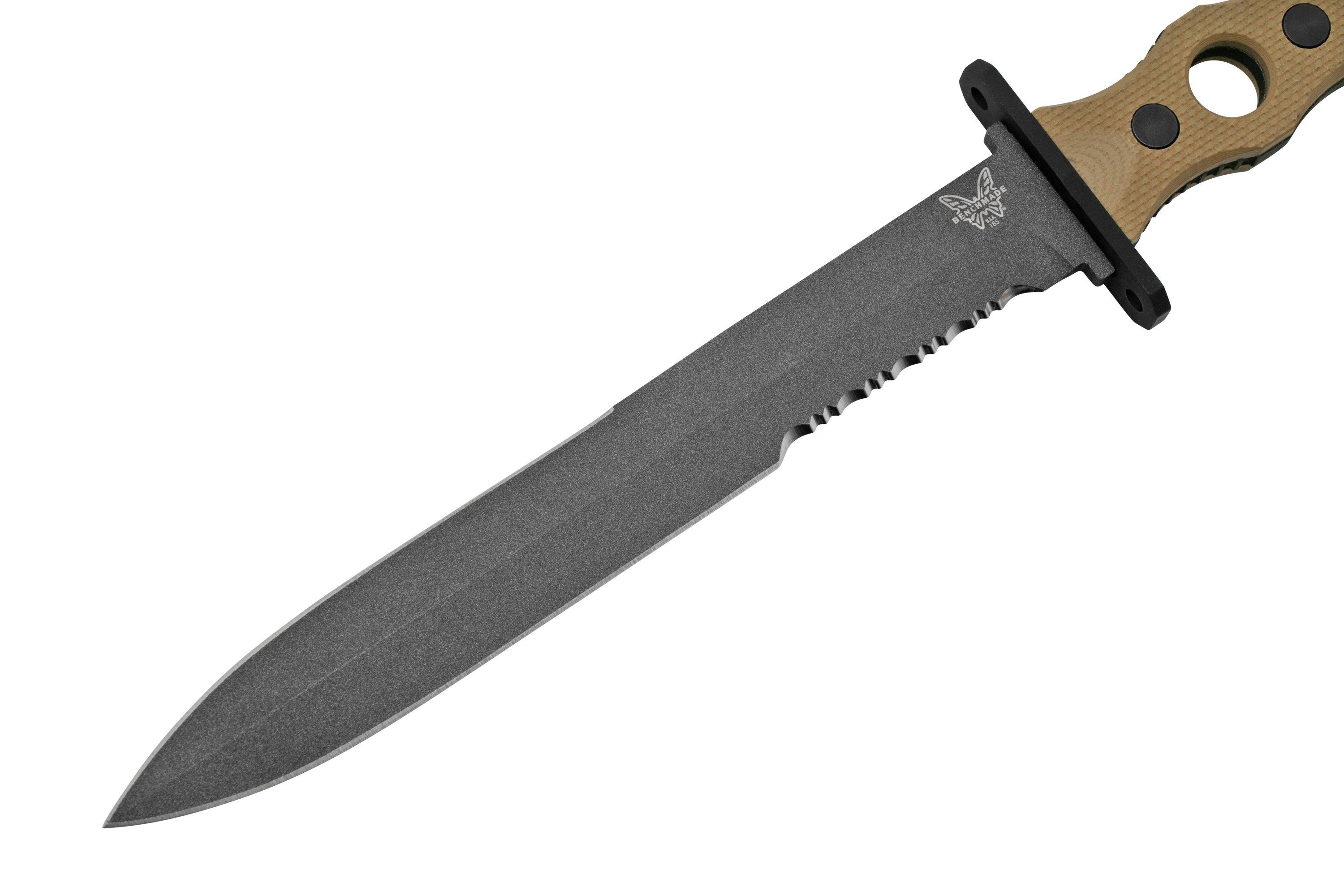 Benchmade SOCP Desert Tan 185SBK-1, CPM-3V Serrated, fixed knife, Greg ...
