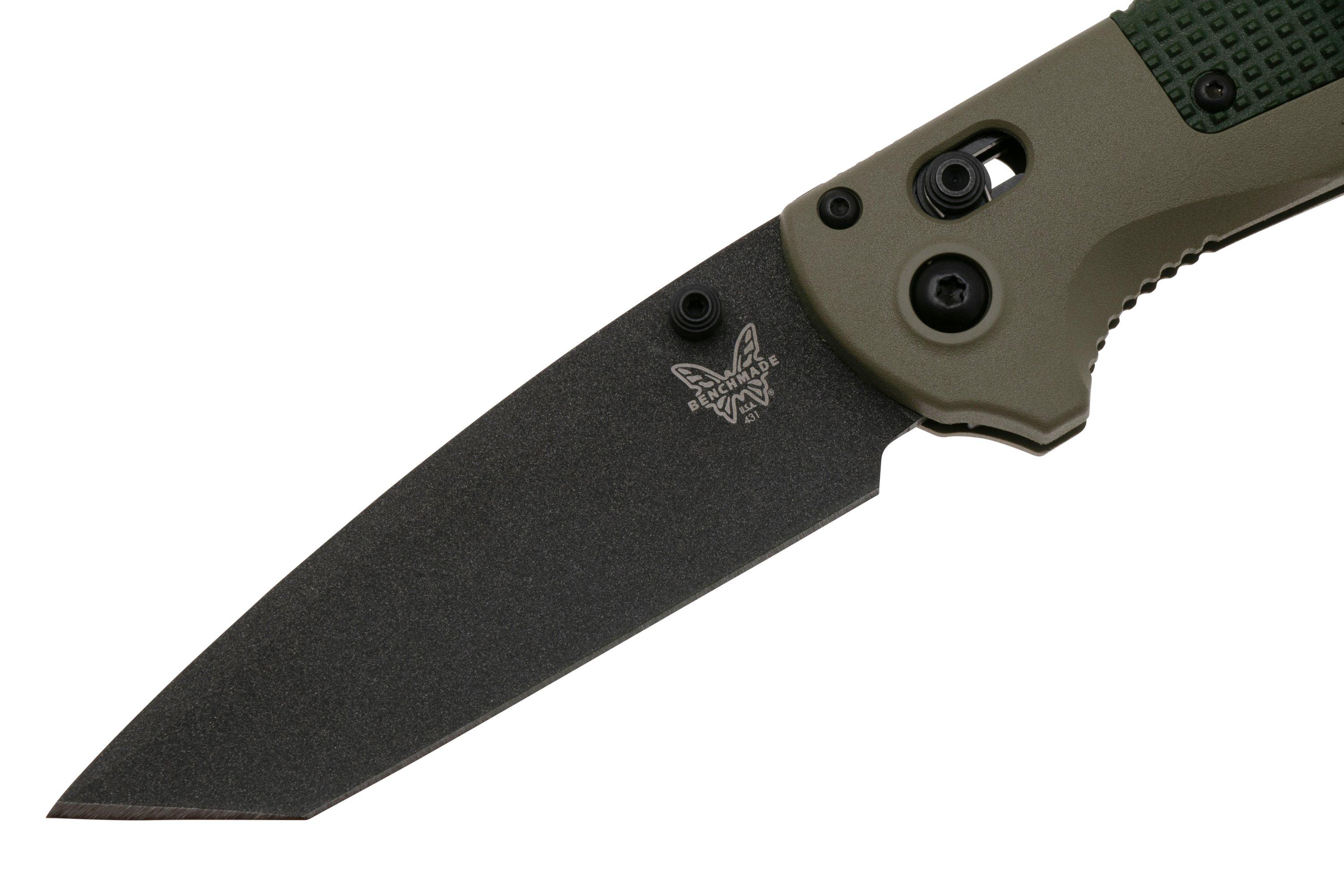 Benchmade Redoubt 431BK-1, Black Tanto CPM-D2, Green Grivory, pocket ...