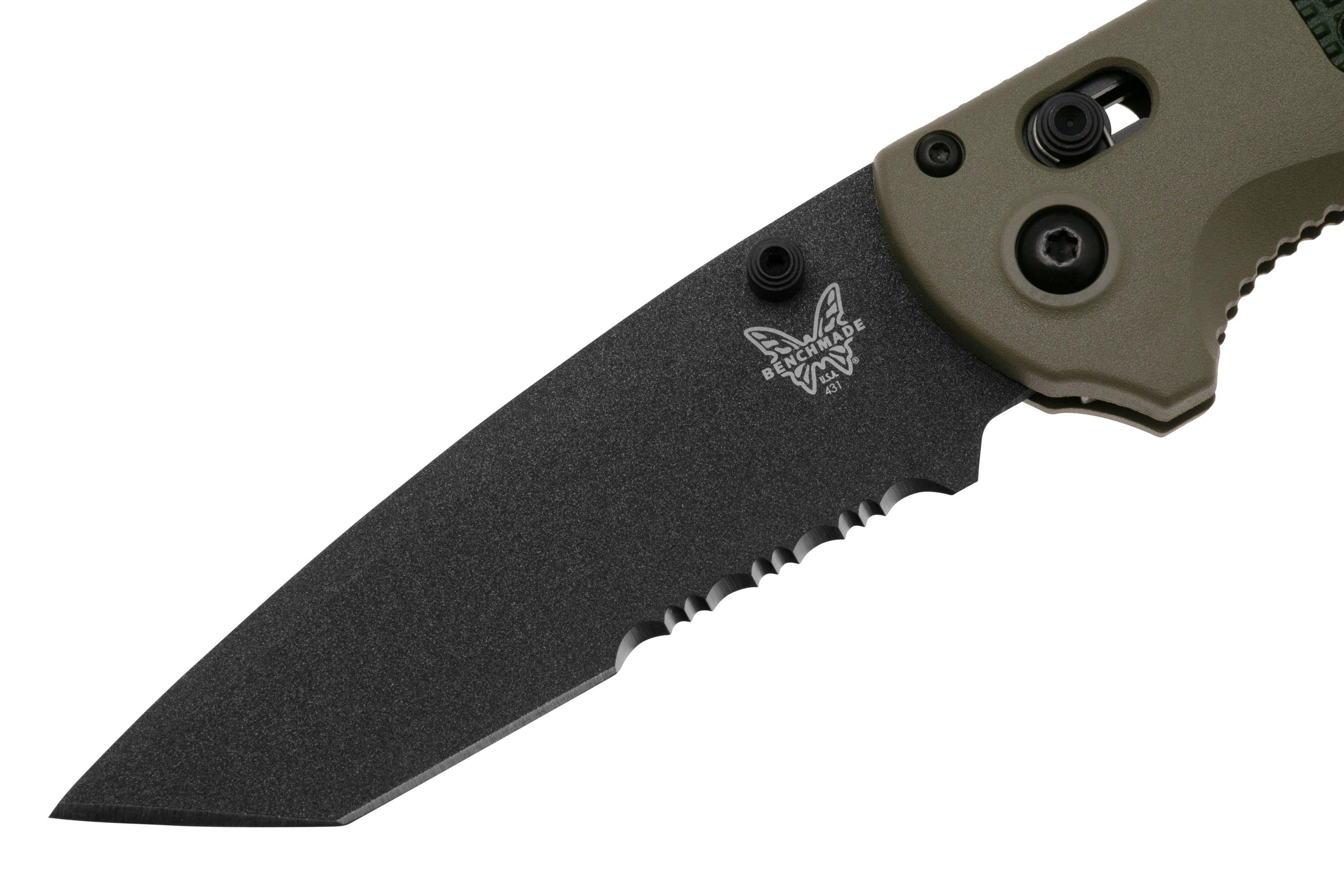 Benchmade Redoubt 431SBK-1, Serrated Black Tanto CPM-D2, Green Grivory ...