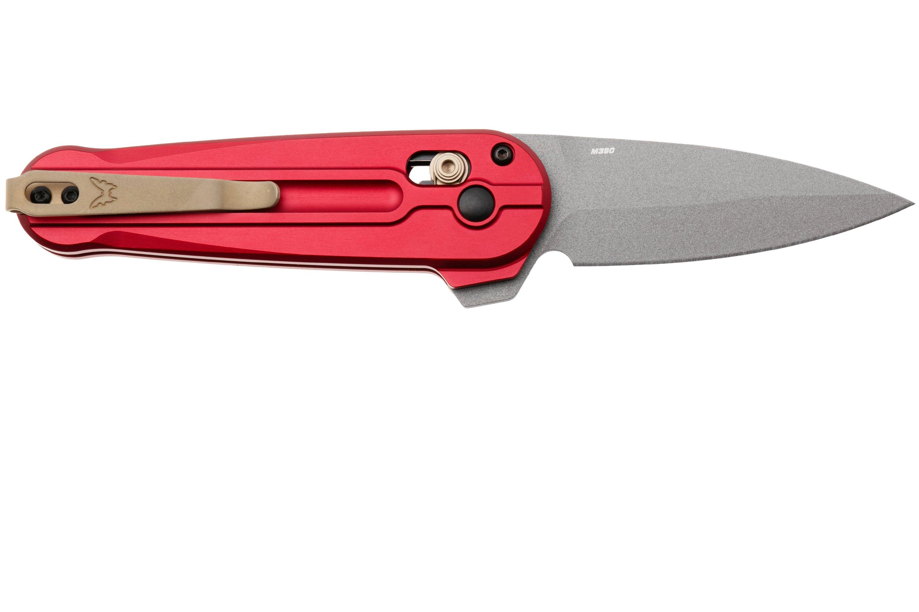 Benchmade Lowden 491GY-01 PVD M390, Phoenix Red Aluminium, pocket knife ...