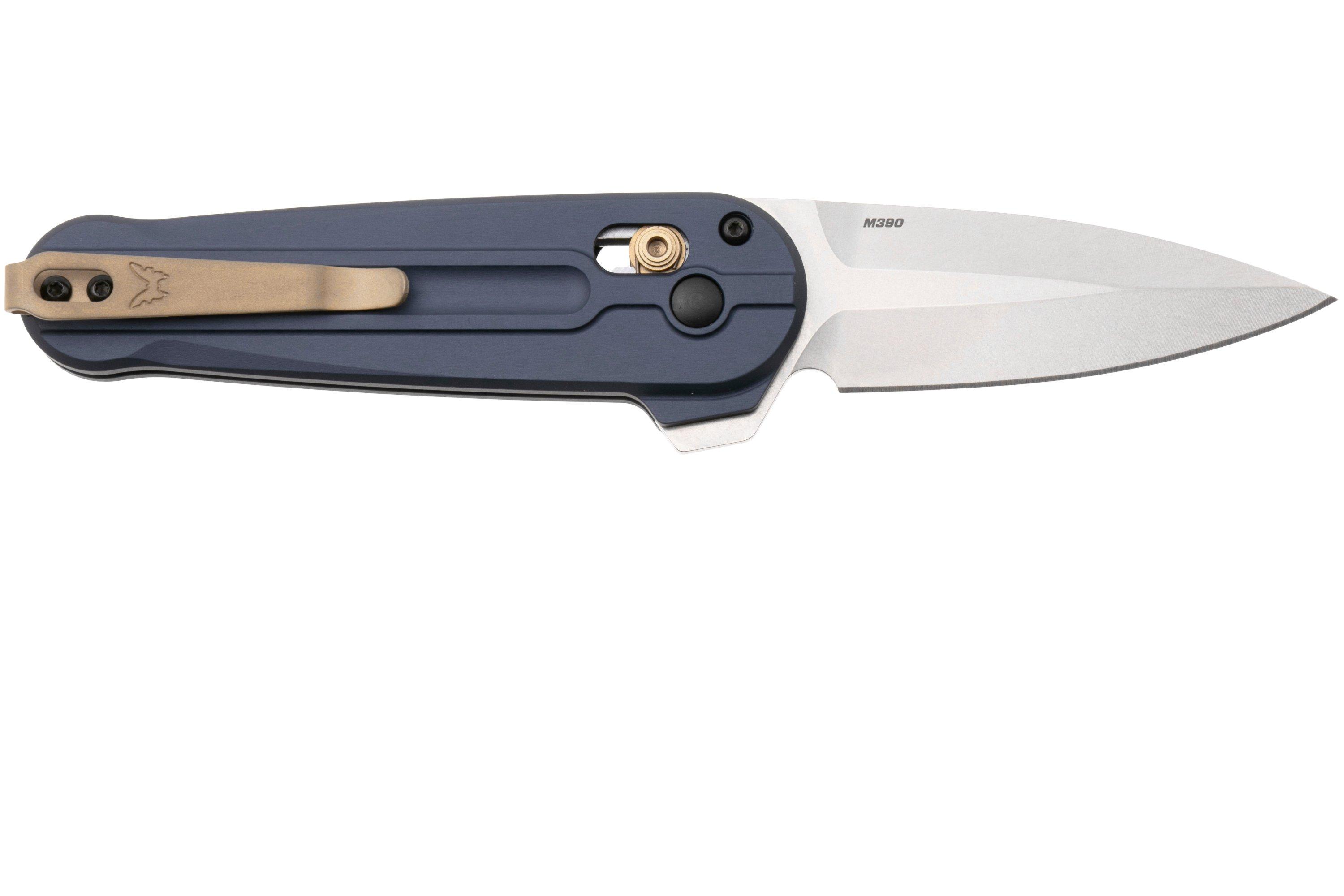 Benchmade Lowden 491 Stonewashed M390, Crater Blue Aluminium, pocket ...
