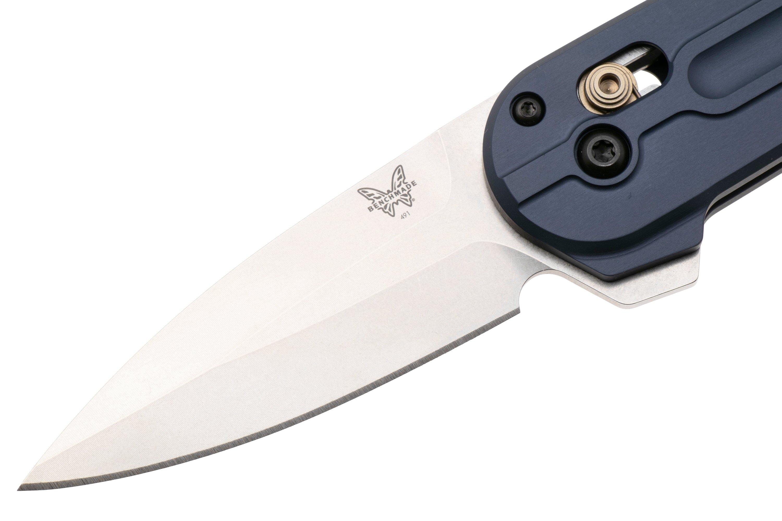 Benchmade Lowden 491 Stonewashed M390, Crater Blue Aluminium, pocket ...
