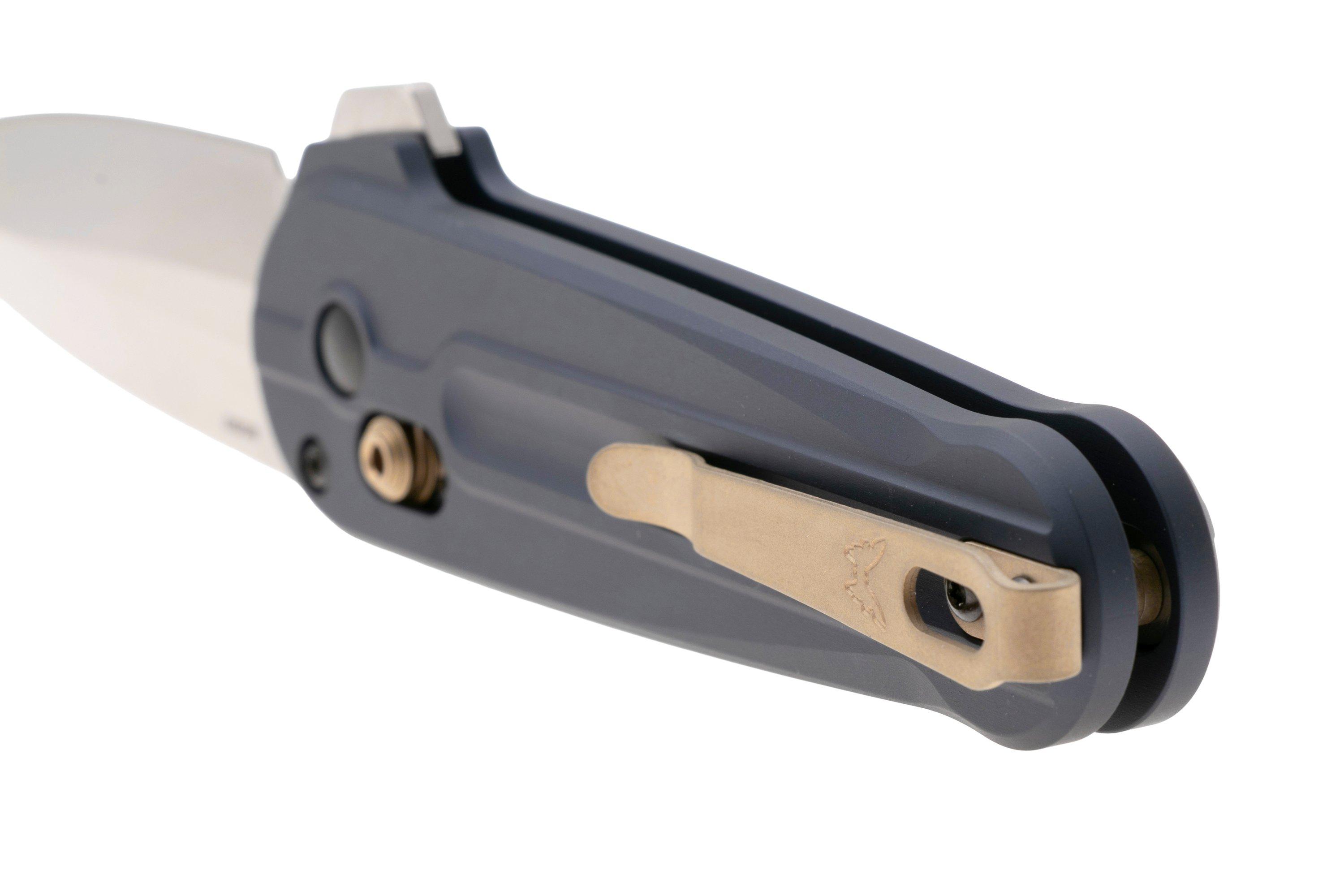 Benchmade Lowden 491 Stonewashed M390, Crater Blue Aluminium, pocket ...