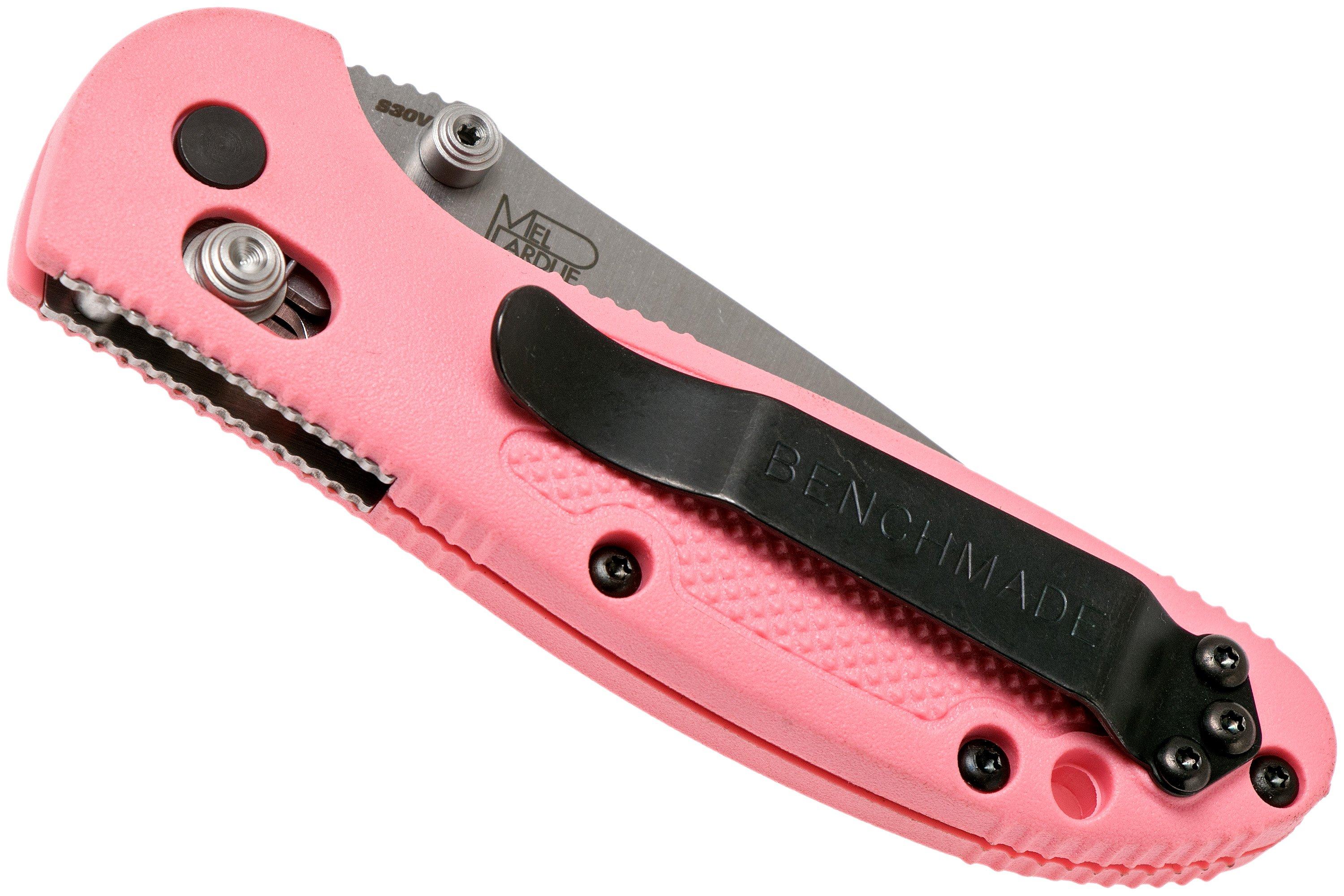 Benchmade Mini-Griptilian 556-PNK-S30V pocket knife, Mel Pardue design ...