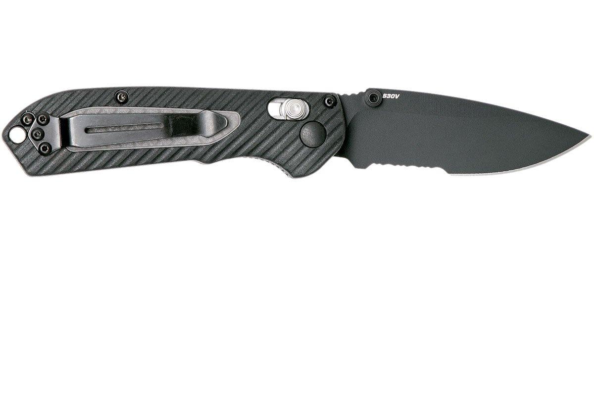 Benchmade 565SBK Mini Freek pocket knife, serrated edge black blade ...
