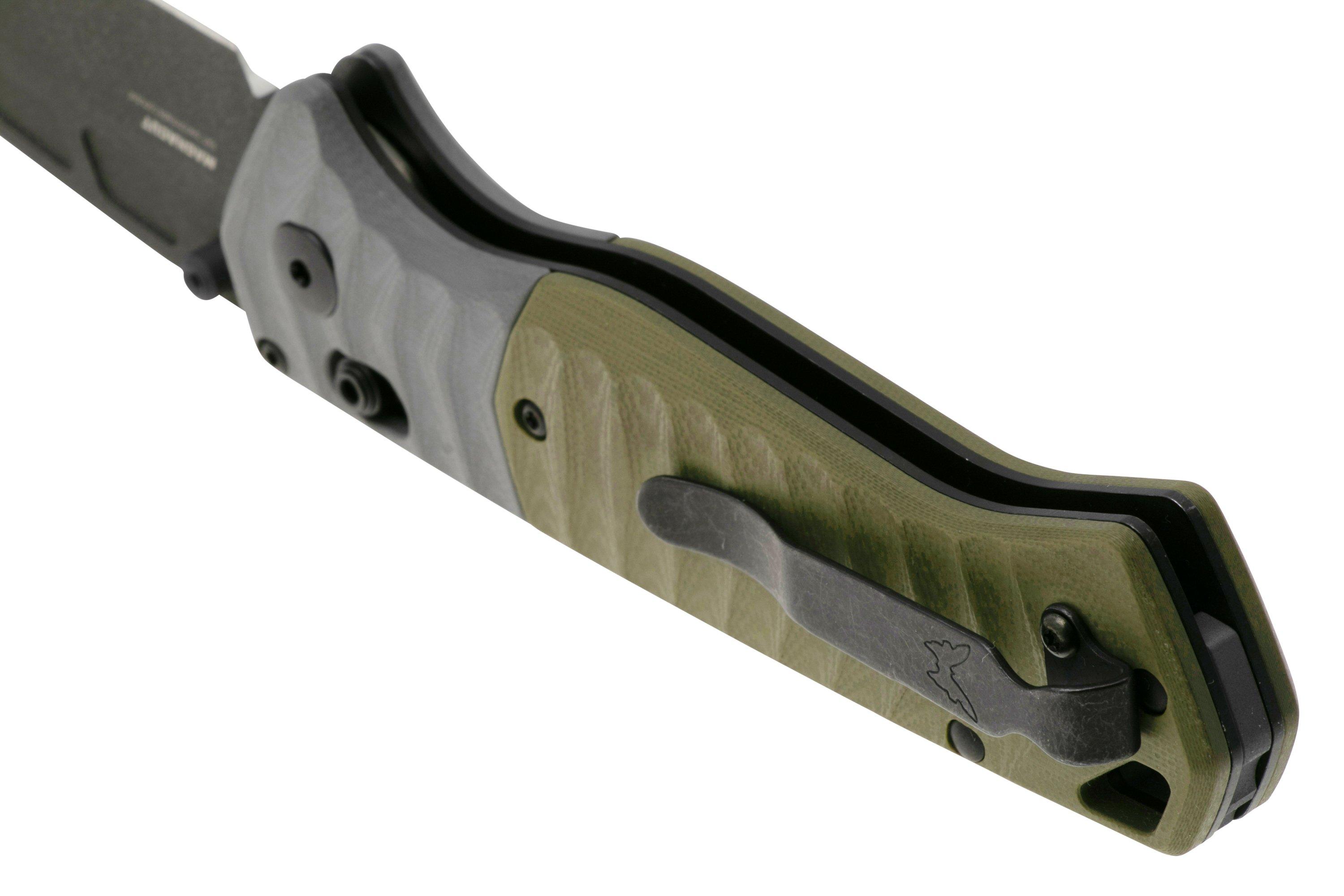 Benchmade P.S.K. 593BK CPM MagnaCut, Gray/Green G10, outdoor pocket ...