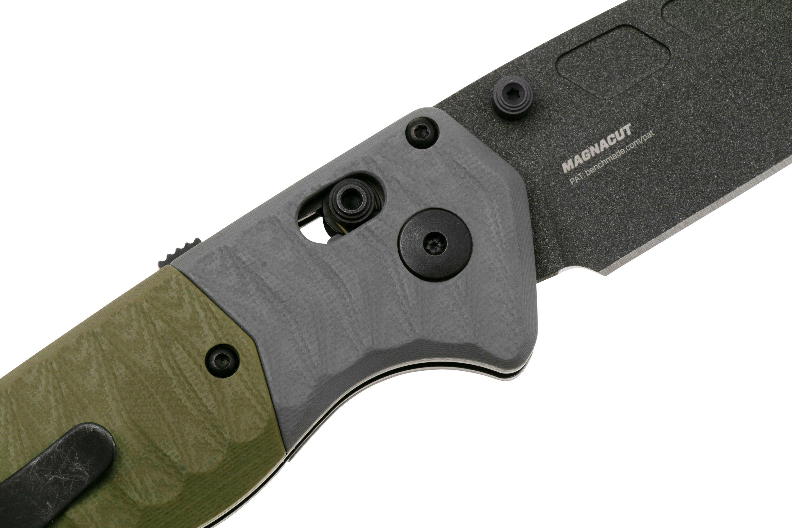 Benchmade P.S.K. 593BK CPM MagnaCut, Gray/Green G10, outdoor pocket ...