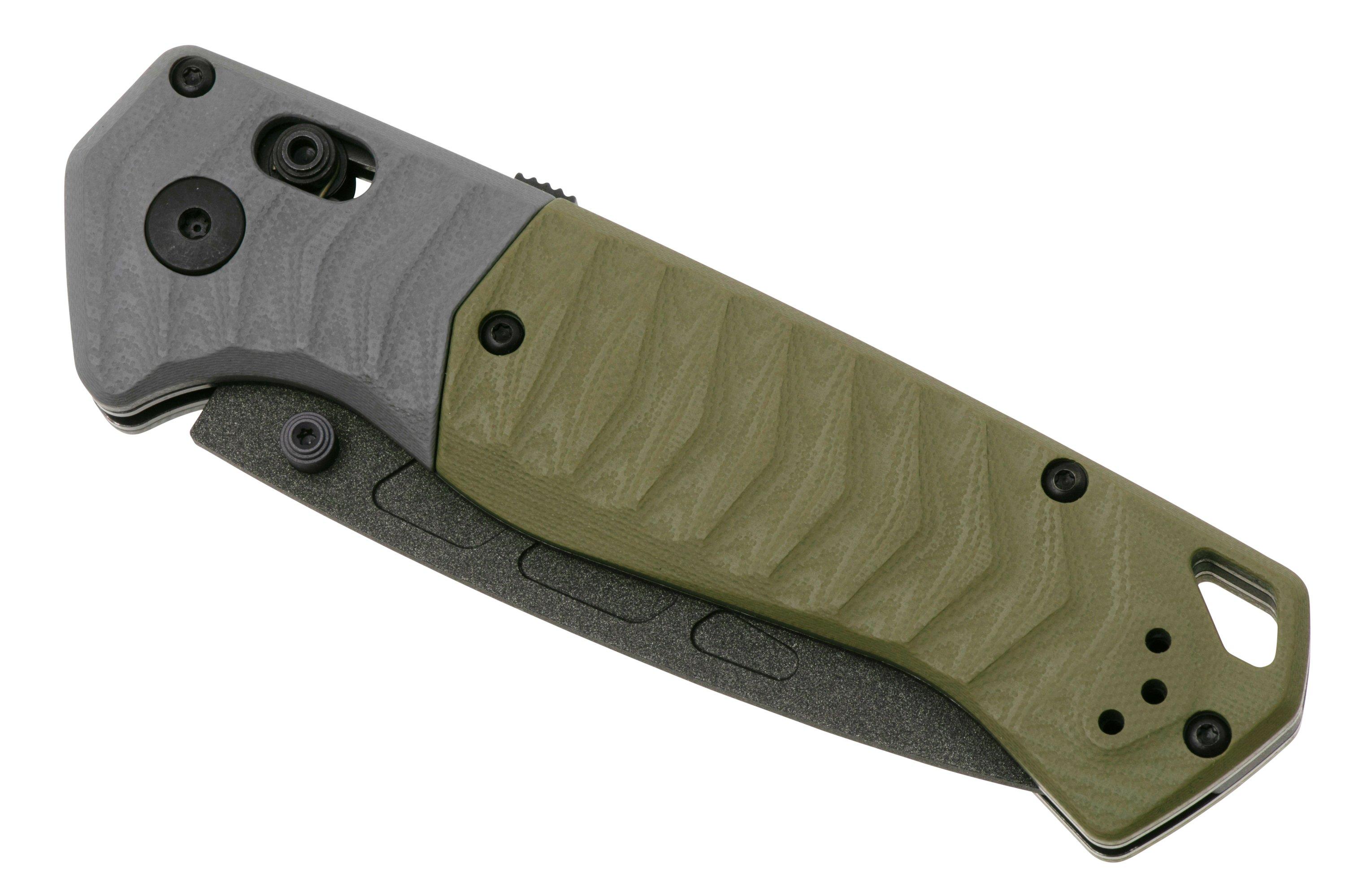 Benchmade P.S.K. 593BK CPM MagnaCut, Gray/Green G10, outdoor pocket ...