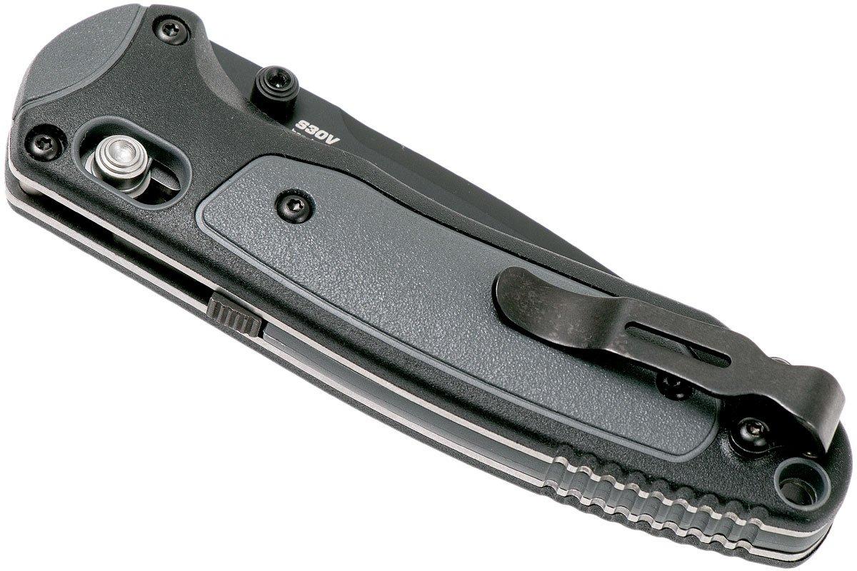 Benchmade 595BK Mini Boost pocket knife, plain edge black blade ...