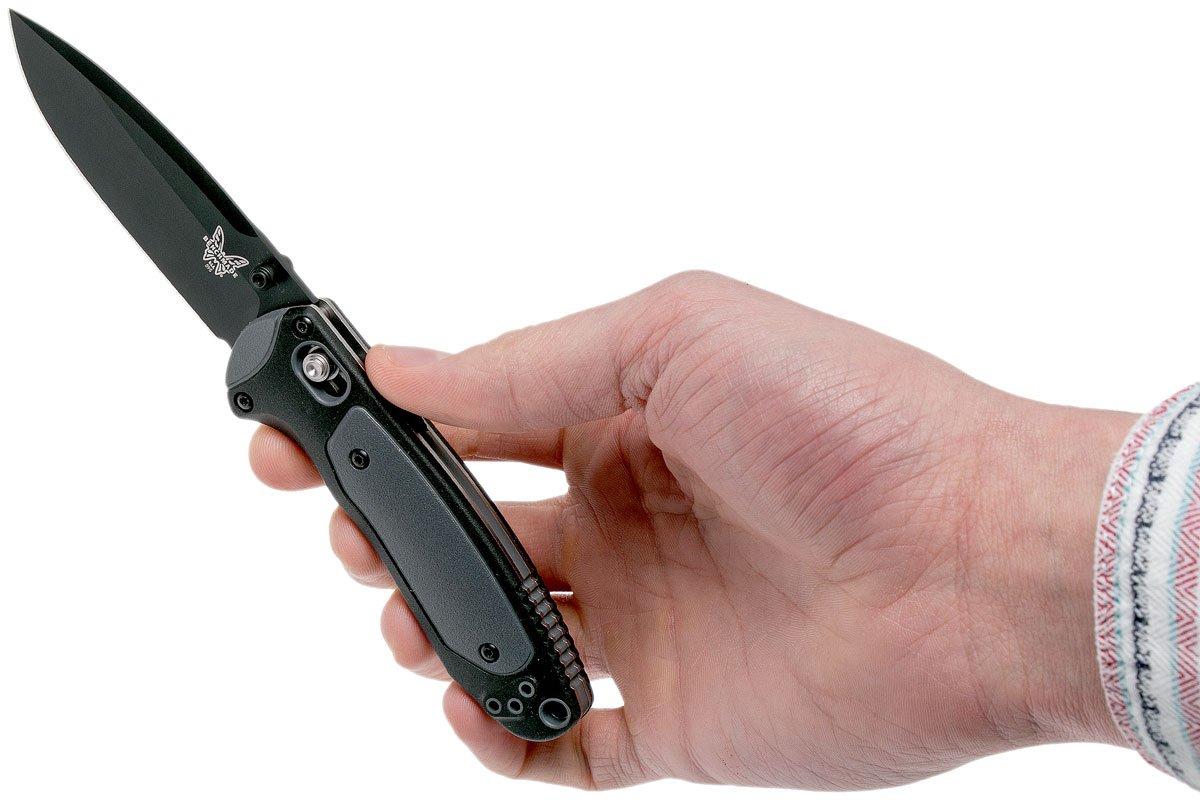 Benchmade 595BK Mini Boost pocket knife, plain edge black blade ...
