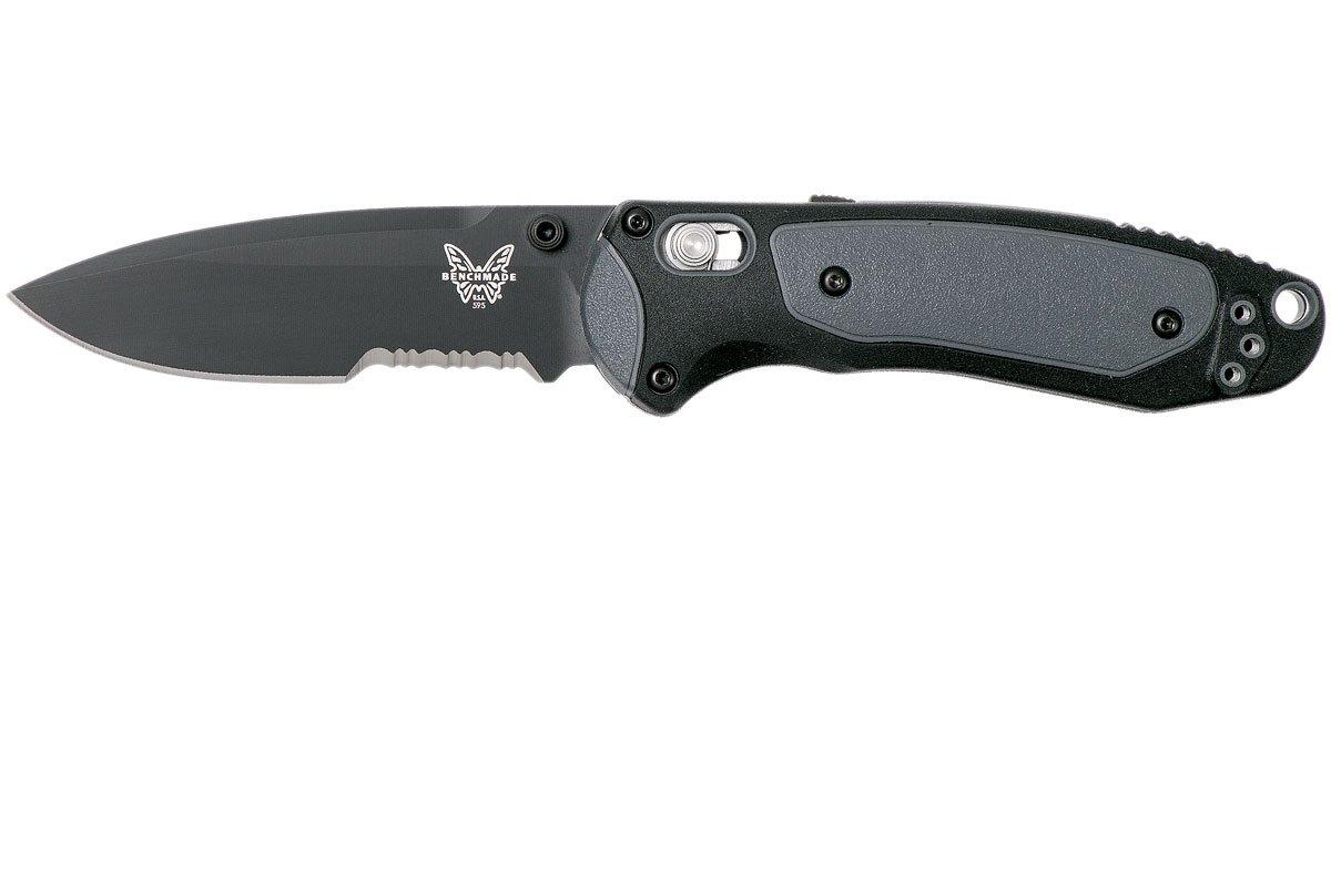 Benchmade 595SBK Mini Boost pocket knife, serrated edge black blade ...