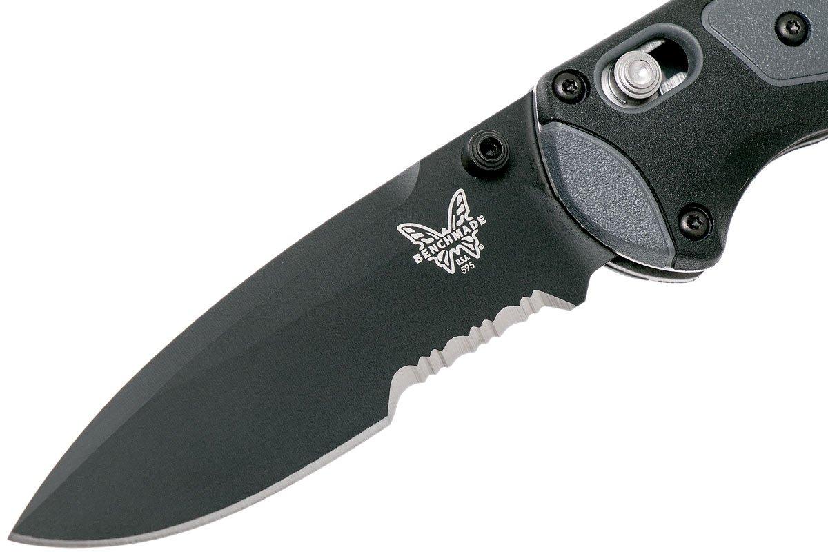 Benchmade 595SBK Mini Boost pocket knife, serrated edge black blade ...
