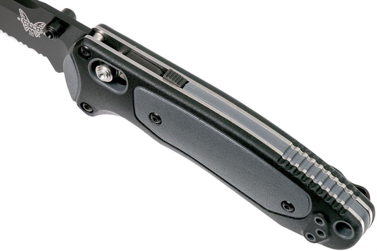 Benchmade 595SBK Mini Boost pocket knife, serrated edge black blade ...