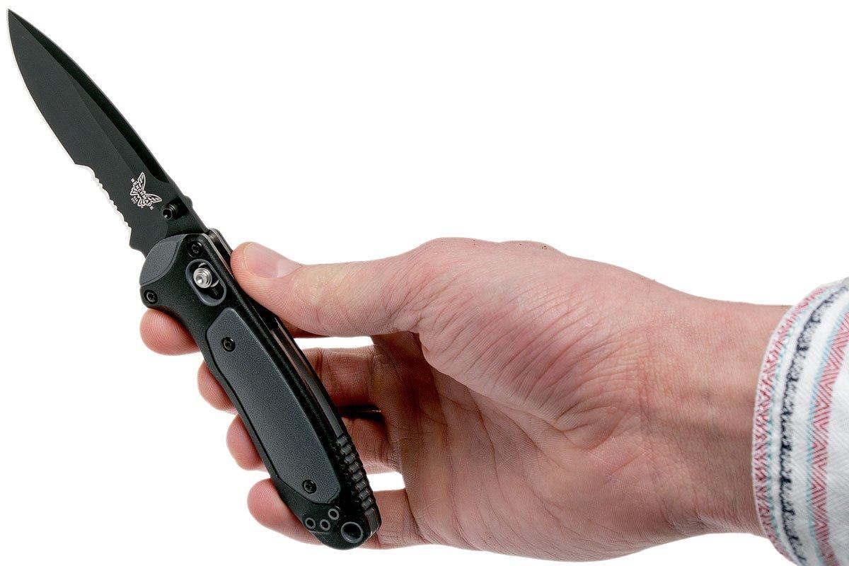 Benchmade 595SBK Mini Boost pocket knife, serrated edge black blade ...