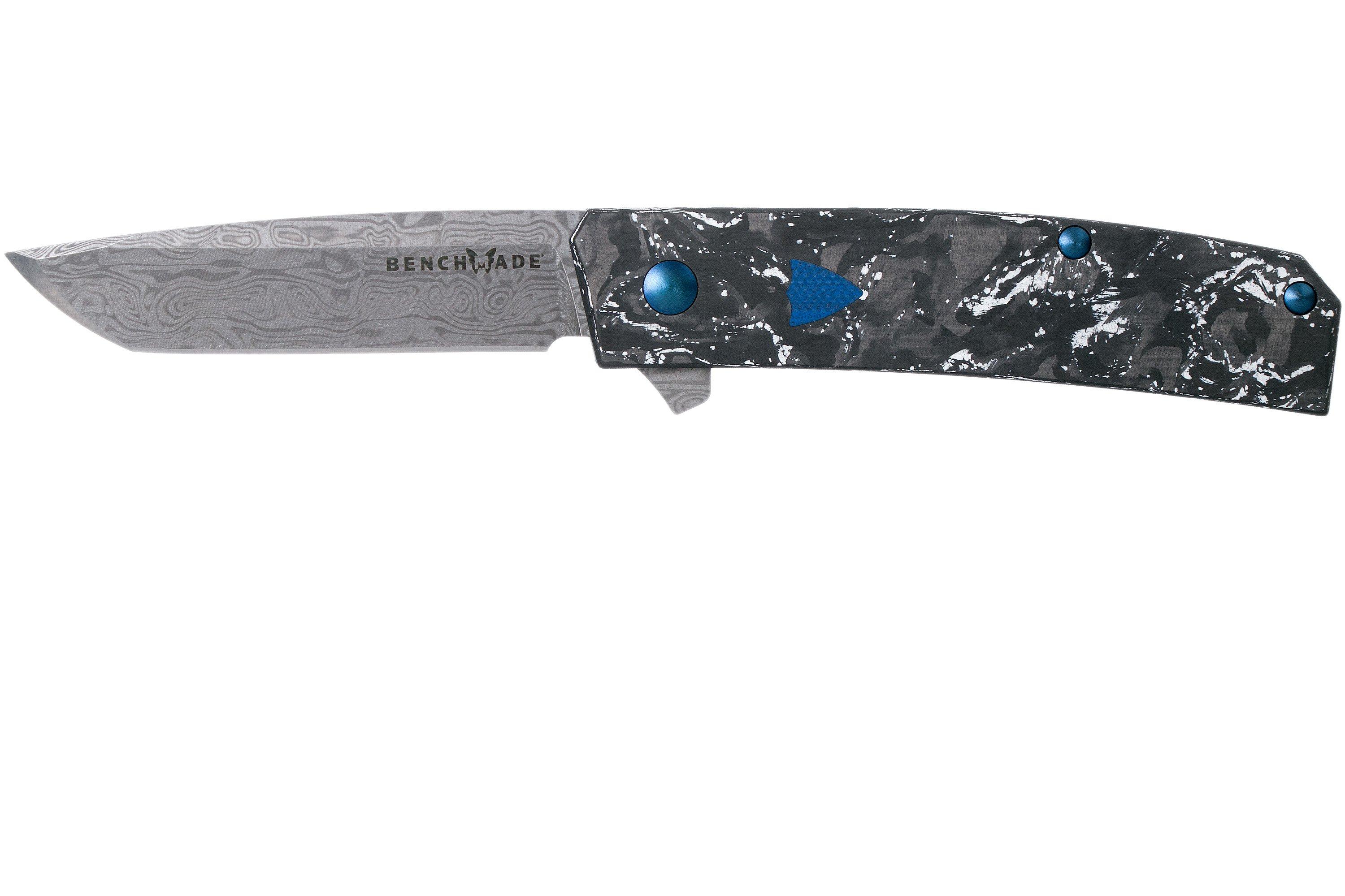 Benchmade Tengu 601-211 Damasteel, White and Black Marbled Carbon Fibre ...