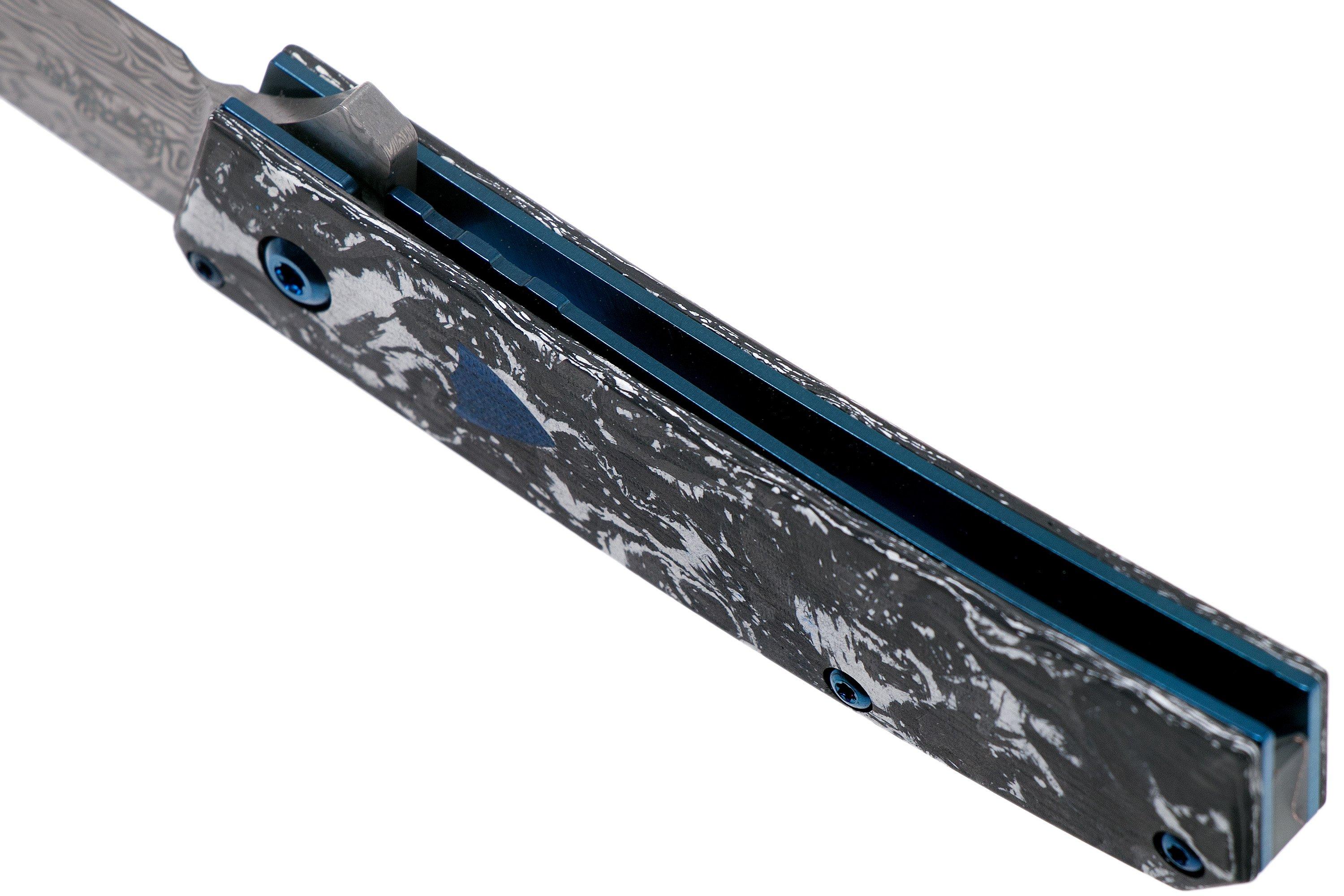 Benchmade Tengu 601-211 Damasteel, White and Black Marbled Carbon Fibre ...