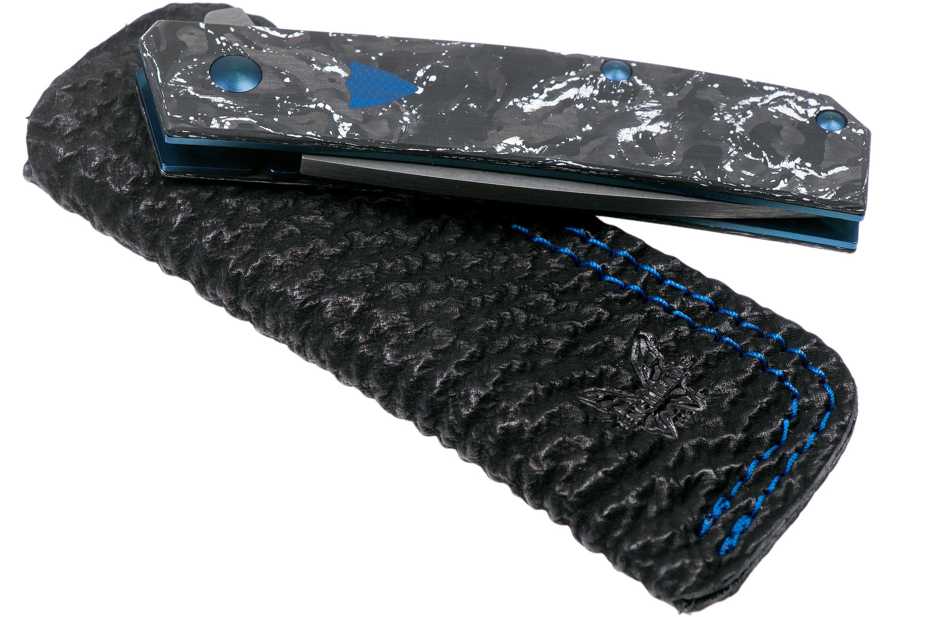 Benchmade Tengu 601-211 Damasteel, White and Black Marbled Carbon Fibre ...