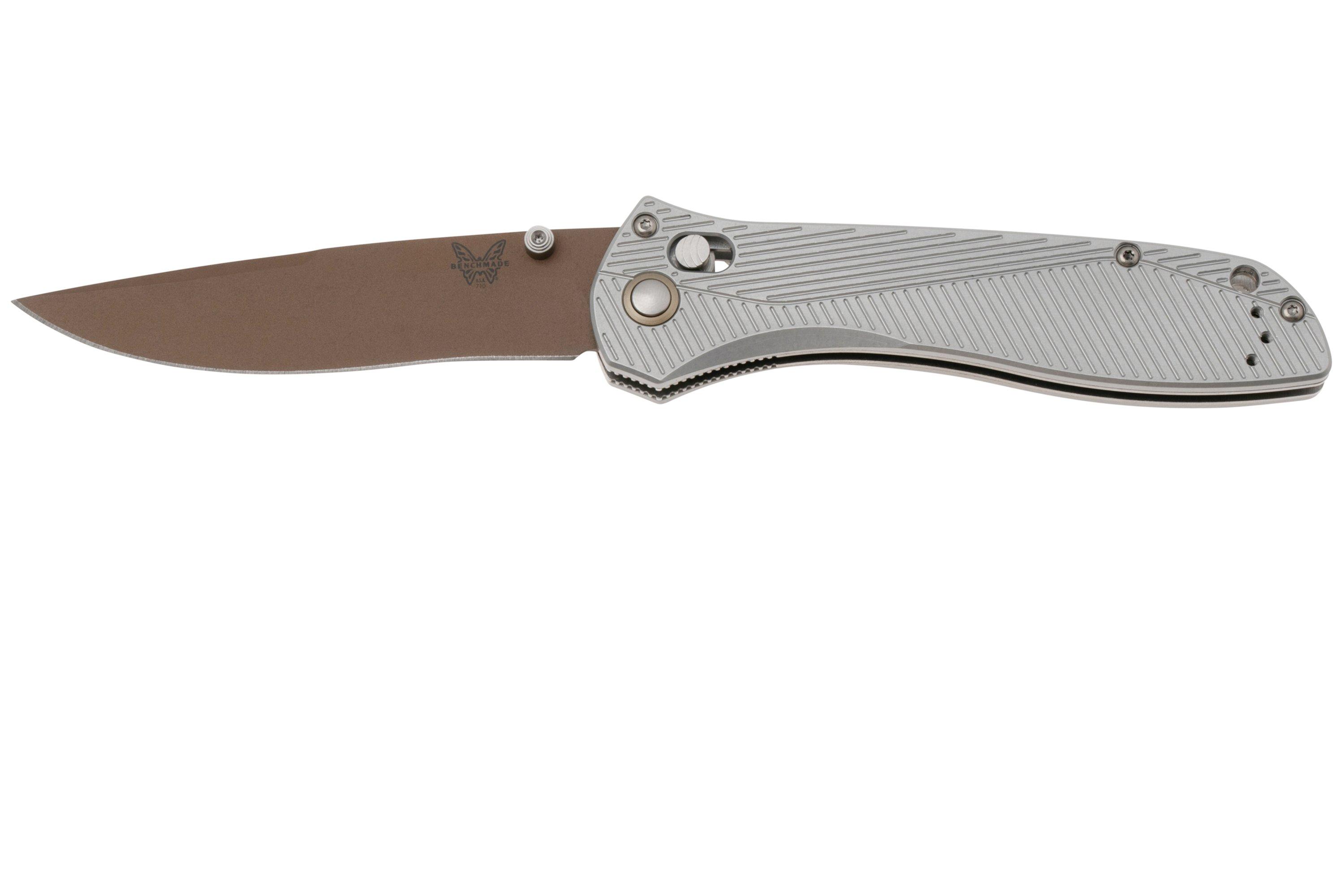 Benchmade 710FE-24 Flat Earth PVD CPM-S90V, Gray Aluminum pocket knife ...