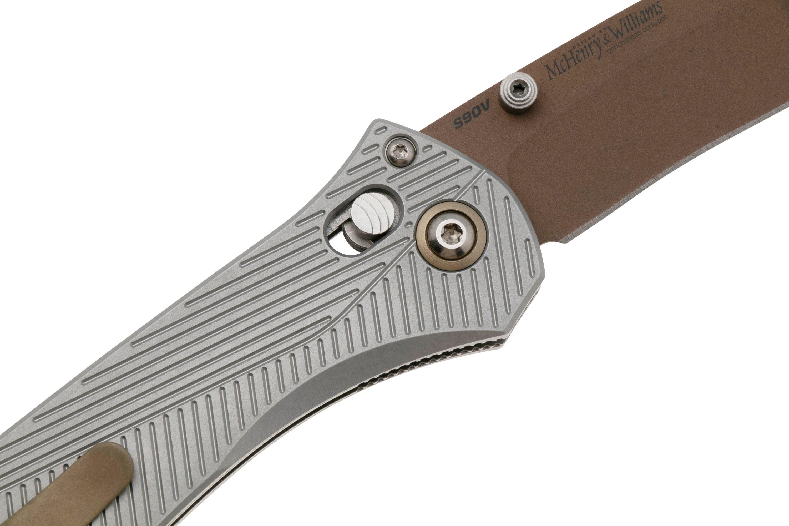 Benchmade 710FE-24 Flat Earth PVD CPM-S90V, Gray Aluminum couteau de ...