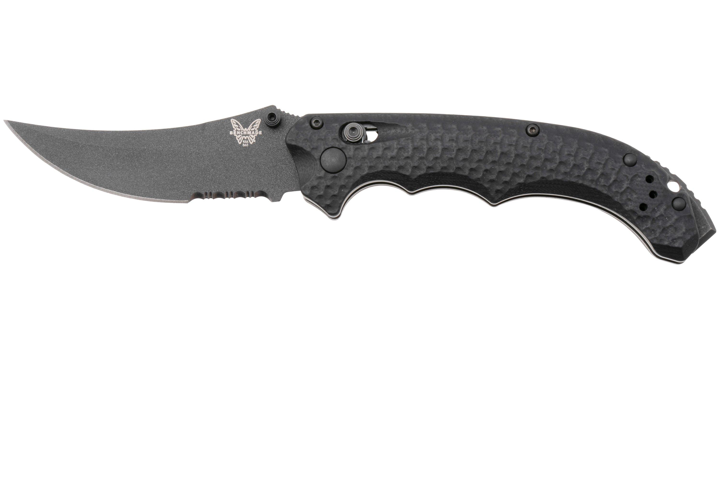Benchmade Mini Bedlam 865SBK Black Cerakote CPM S90V, Black G10 ...