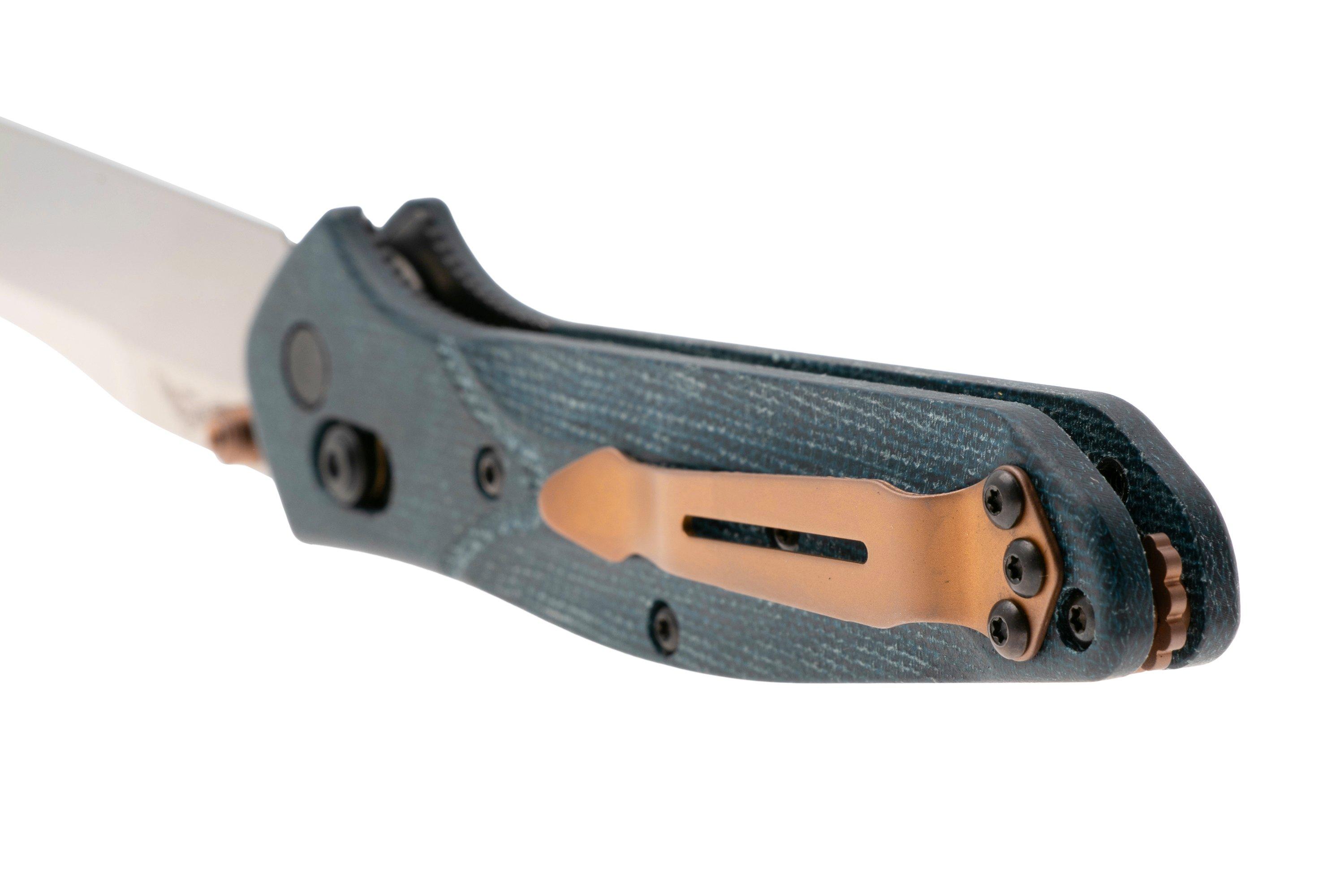 Benchmade Osborne 940-04 Stonewashed M390, Blue Denim Micarta, couteau ...