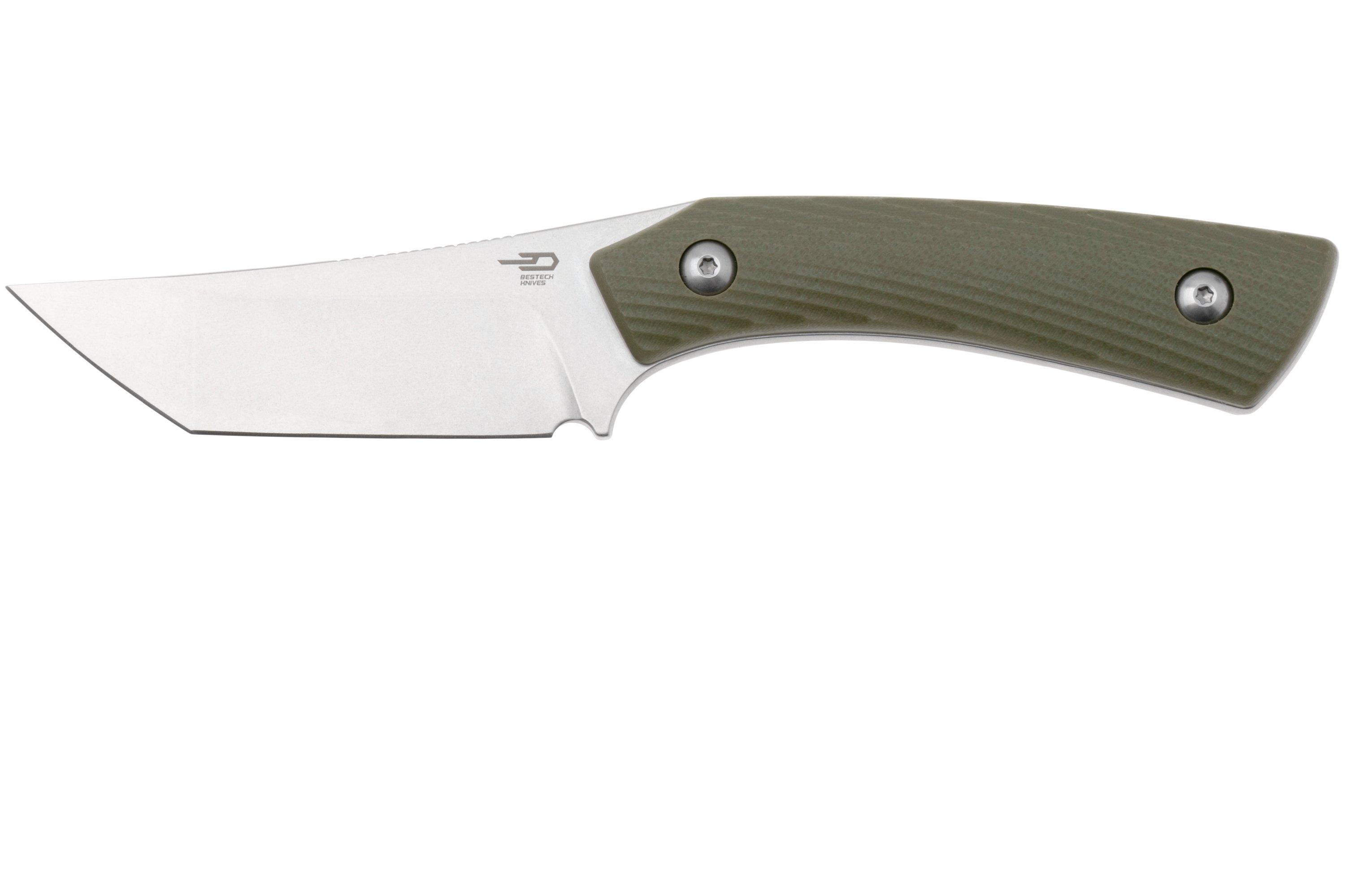 Bestech STEP BFK06B Stonewashed D2, Green G10, fixed knife ...