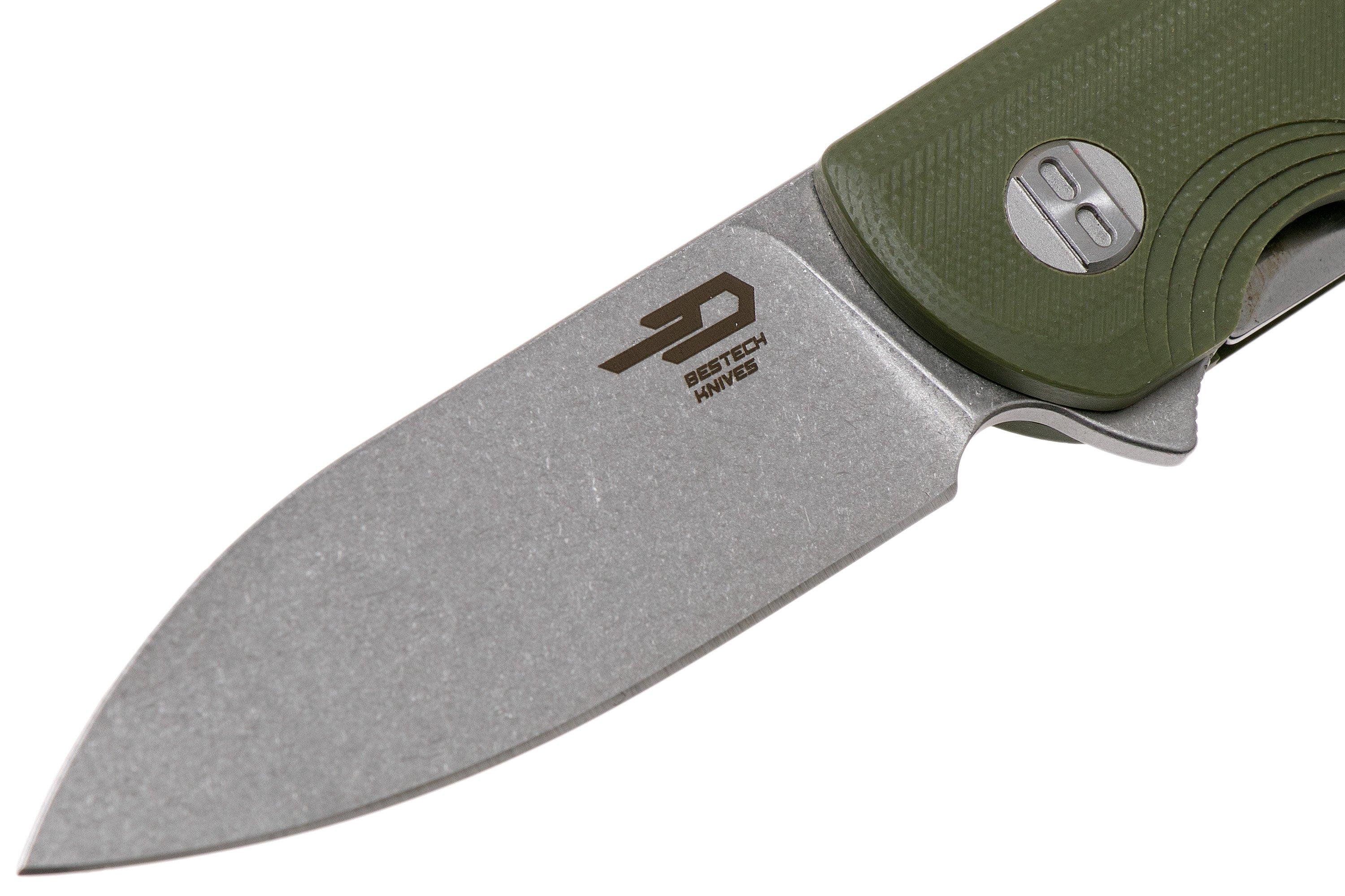 Bestech Pebble BG07A Green Black G10, Stonewashed couteau de poche ...