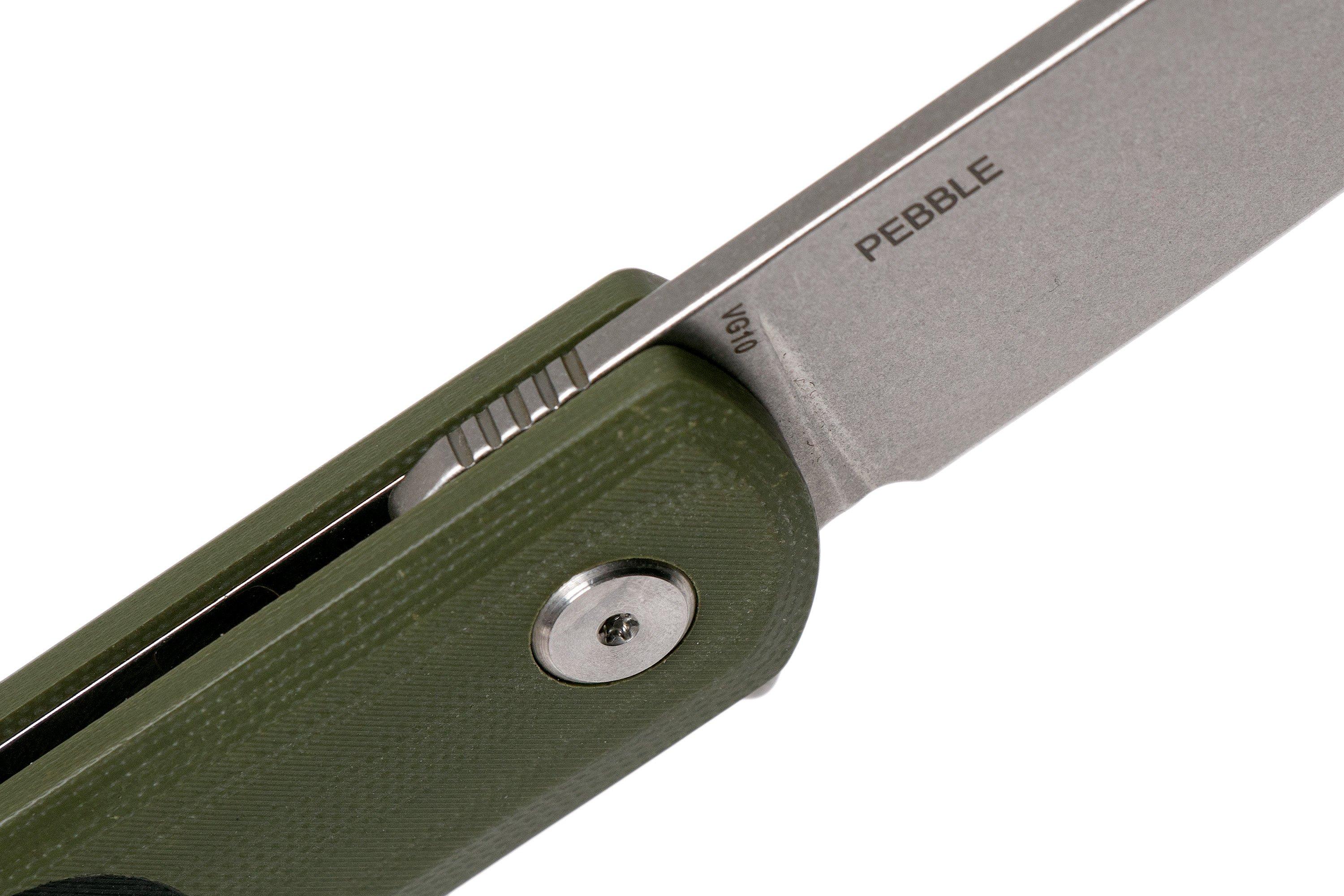 Bestech Pebble BG07A Green Black G10, Stonewashed couteau de poche ...