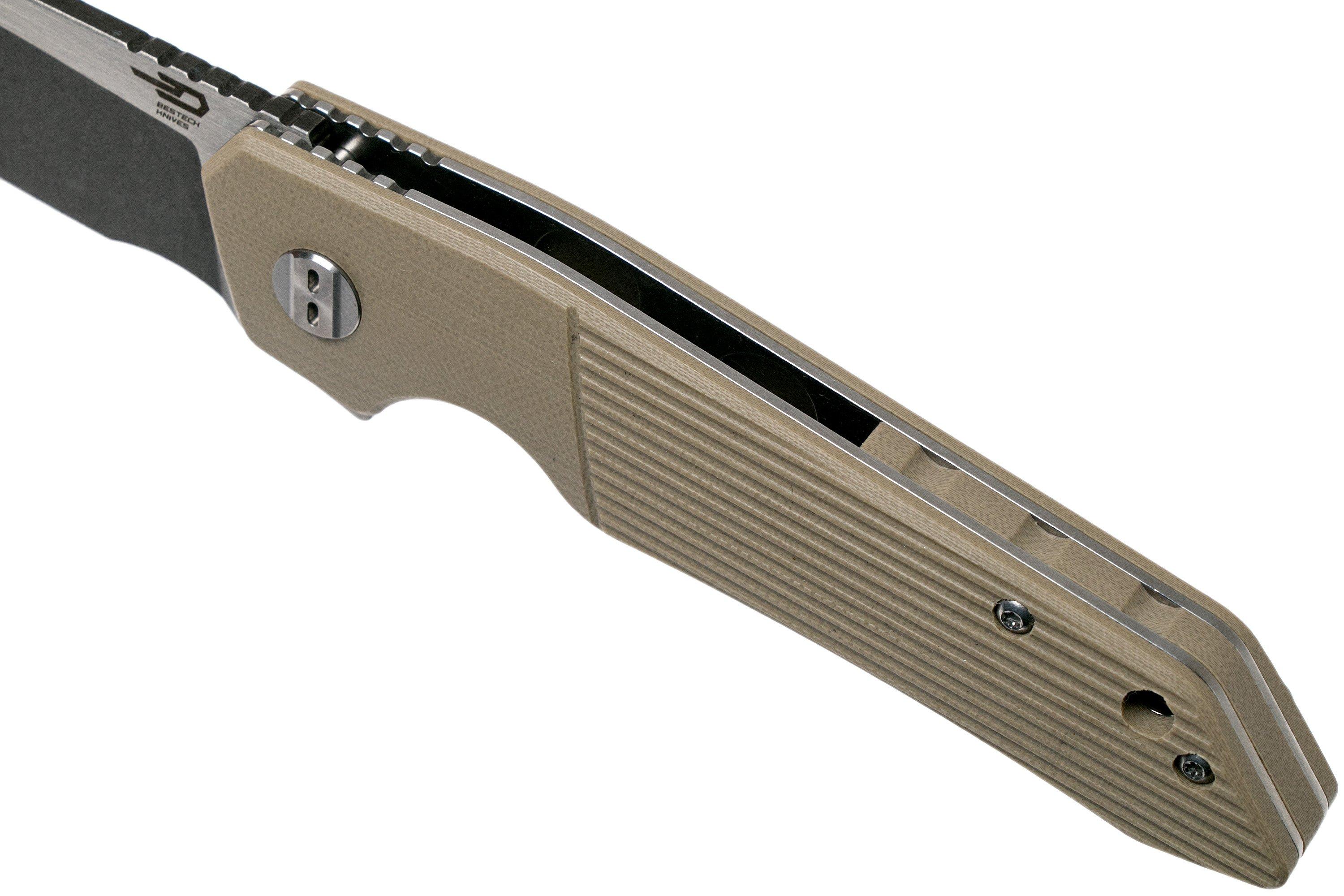 Bestech Barracuda BG15C-2 Black Stonewash satin, Beige G10, pocket ...