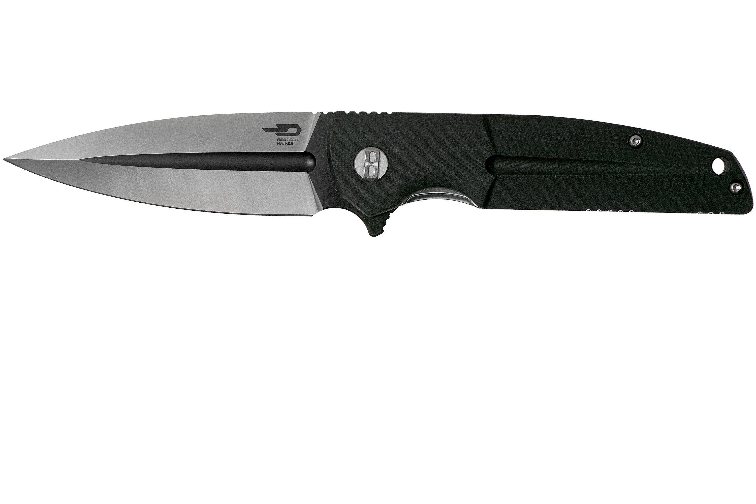 Bestech Fin BG34A-2 Satin Black, Black G10 pocket knife ...