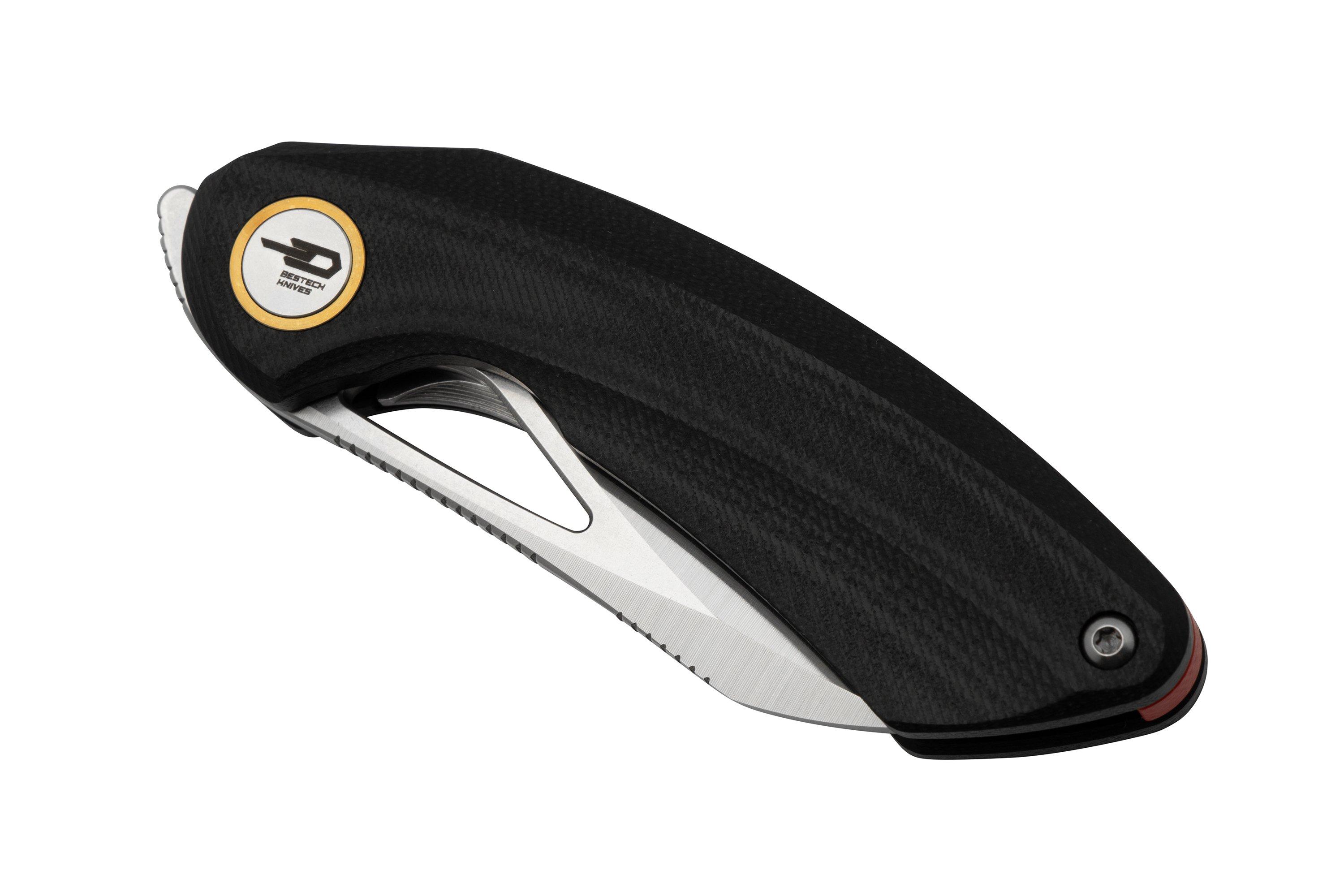 Bestech Bihai Stonewashed Satin, Black G10 BG53A-1 zakmes, Ostap Hel ...