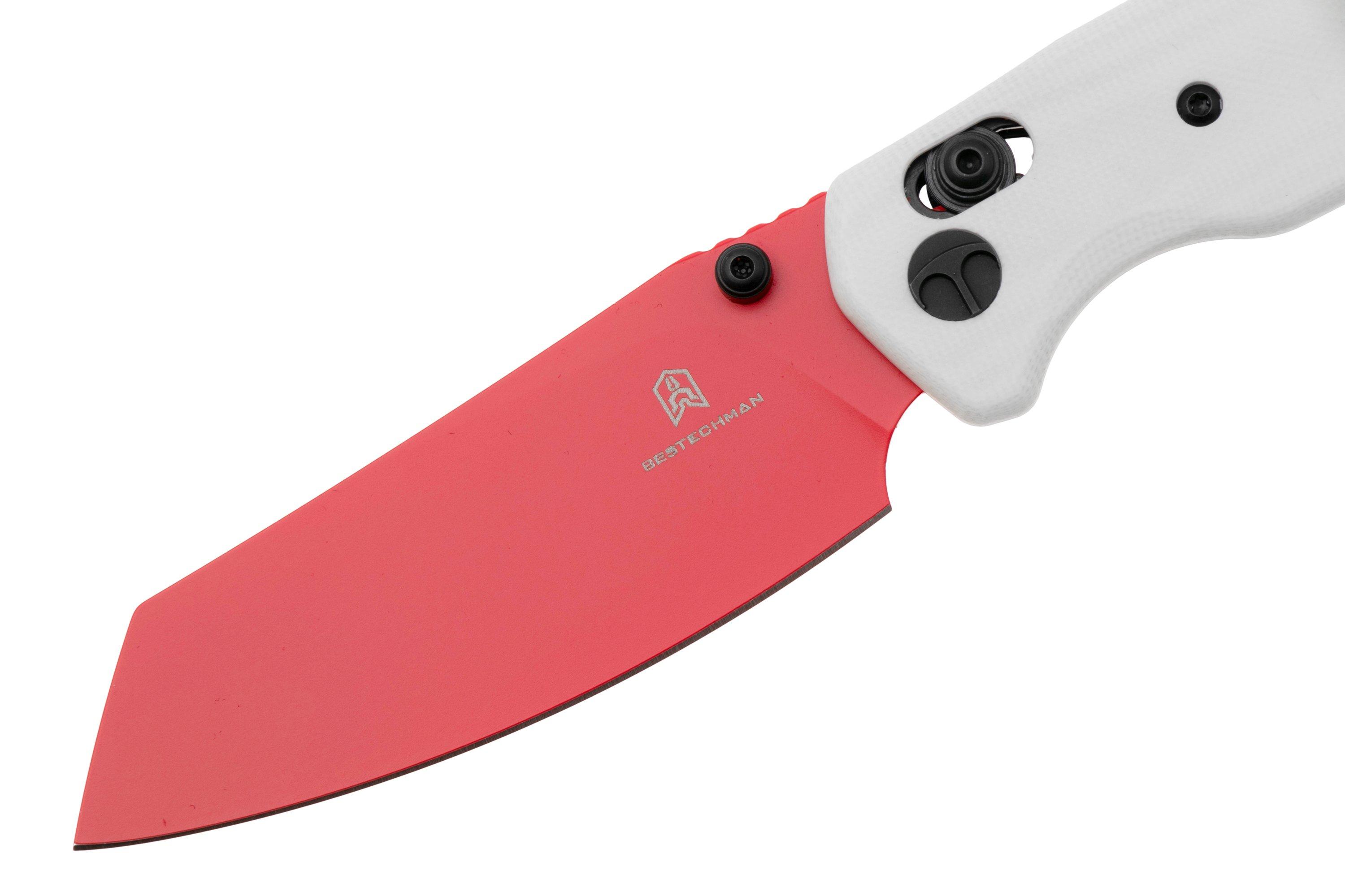Bestechman Cicada's Wing BMK06G Red Coated 10Cr15MoV, White G10, pocket ...