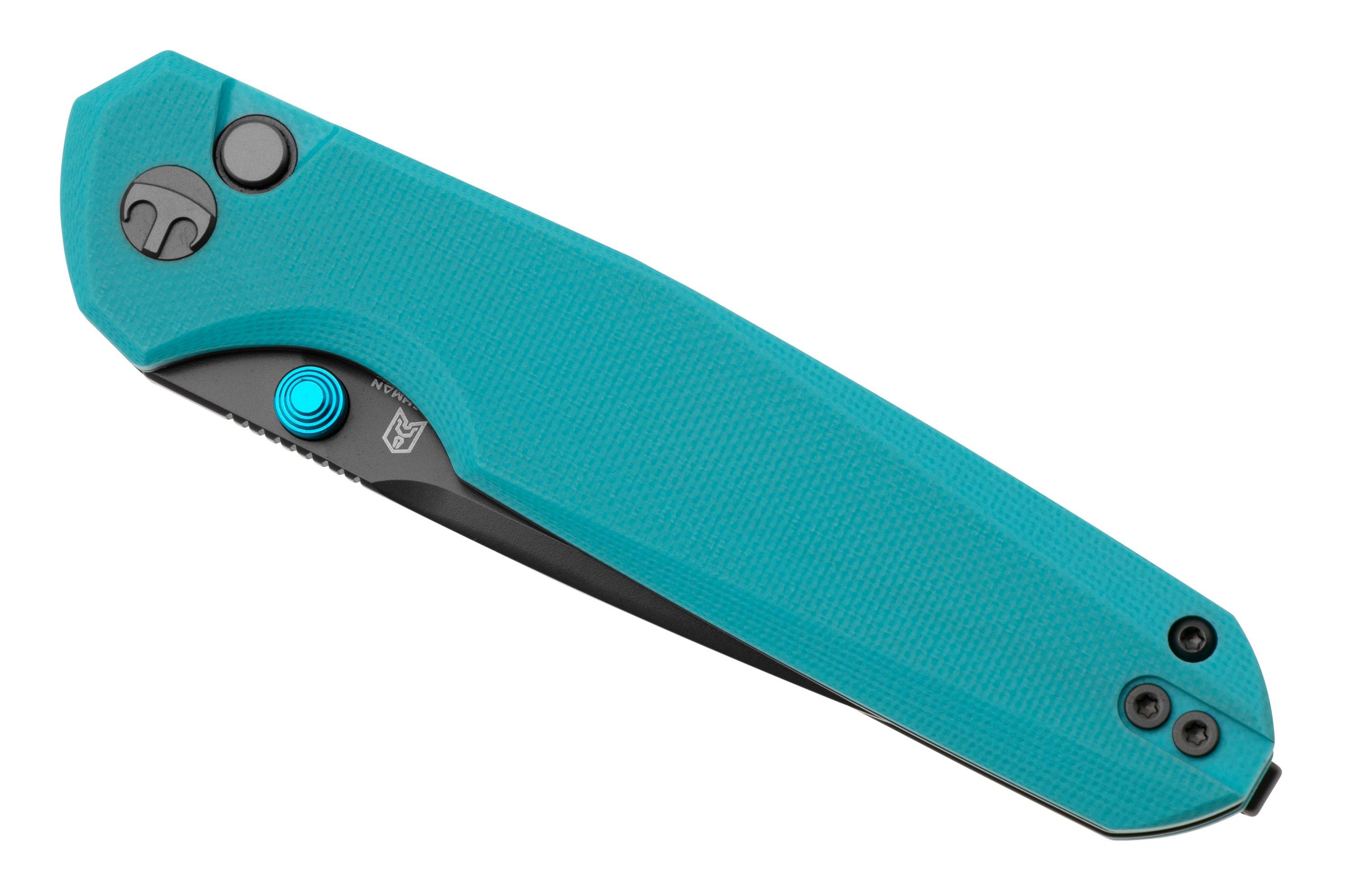 Bestechman Velix BMK07D PVD 14C28N, Blue G10 pocket knife, Ostap Hel ...