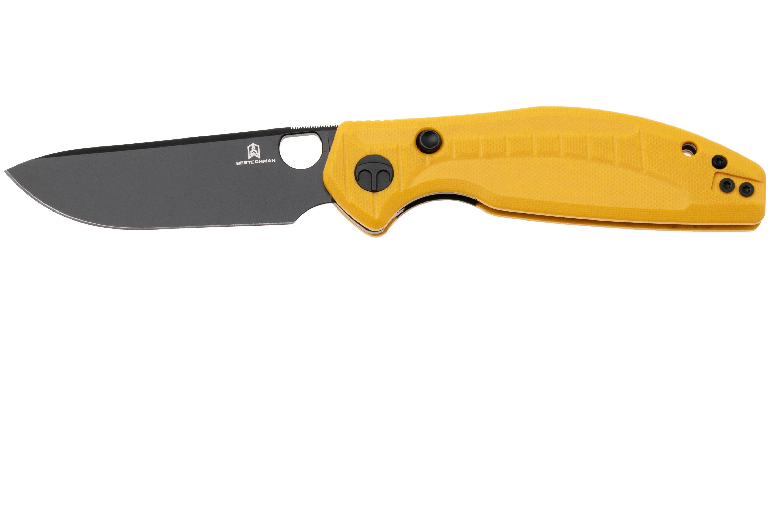 Bestechman Angry Owl BMK12A-2 PVD D2, Yellow G10, pocket knife ...