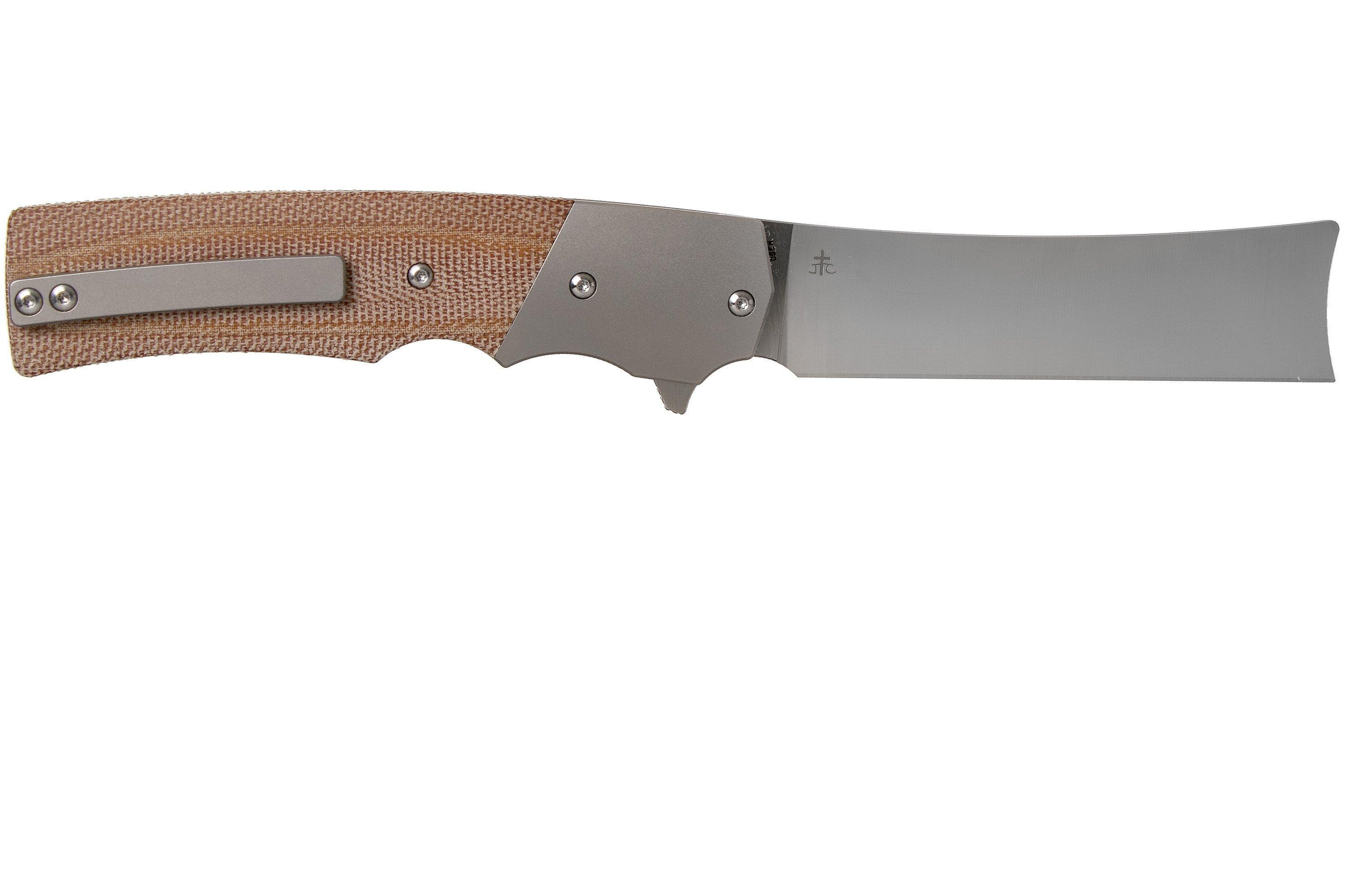 Bestech Spanish Tip Razor BT2101B Natural Canvas Micarta pocket knife ...