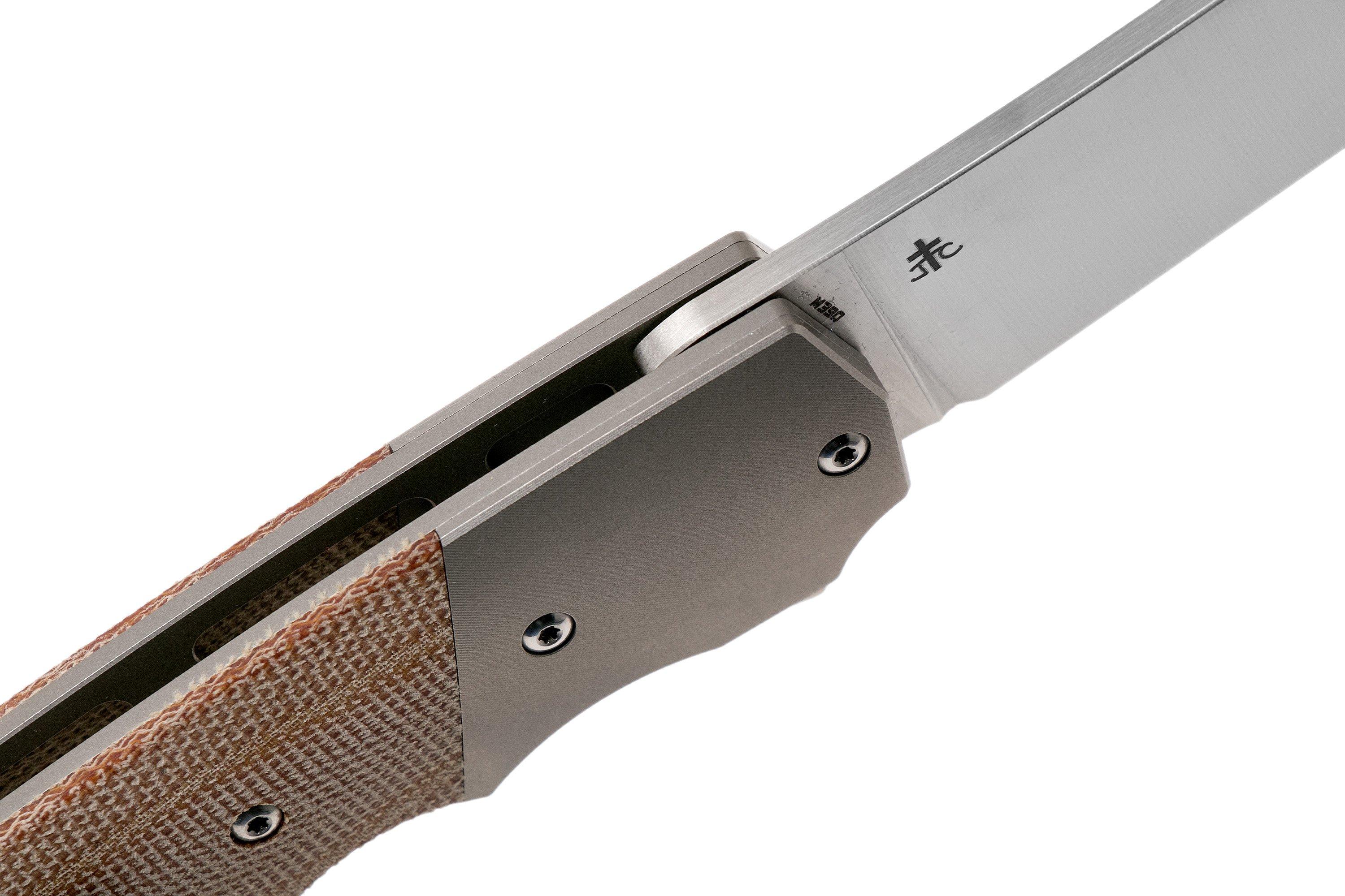 Bestech Spanish Tip Razor BT2101B Natural Canvas Micarta pocket knife ...