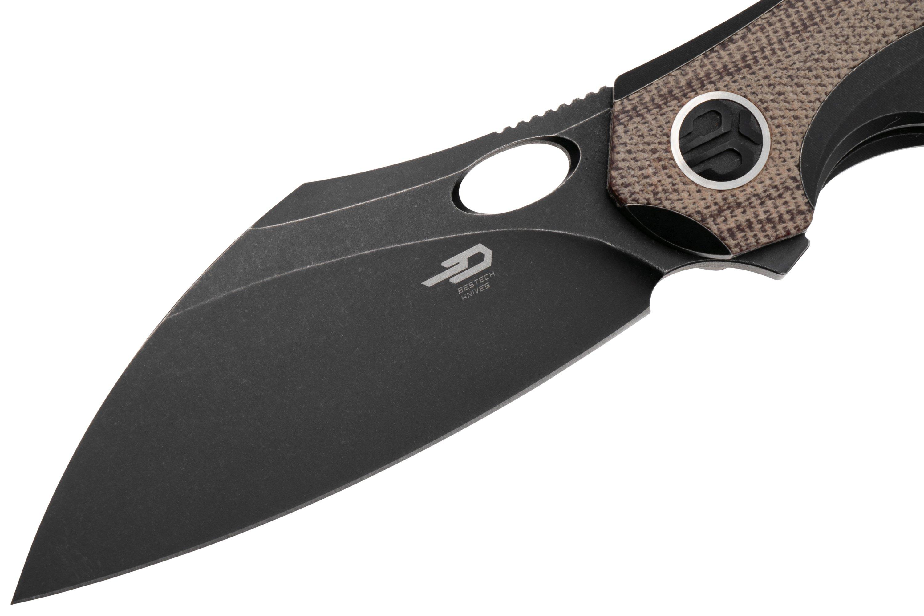 Bestech Nogard BT2105E Black Titanium, Brown Micarta pocket knife ...